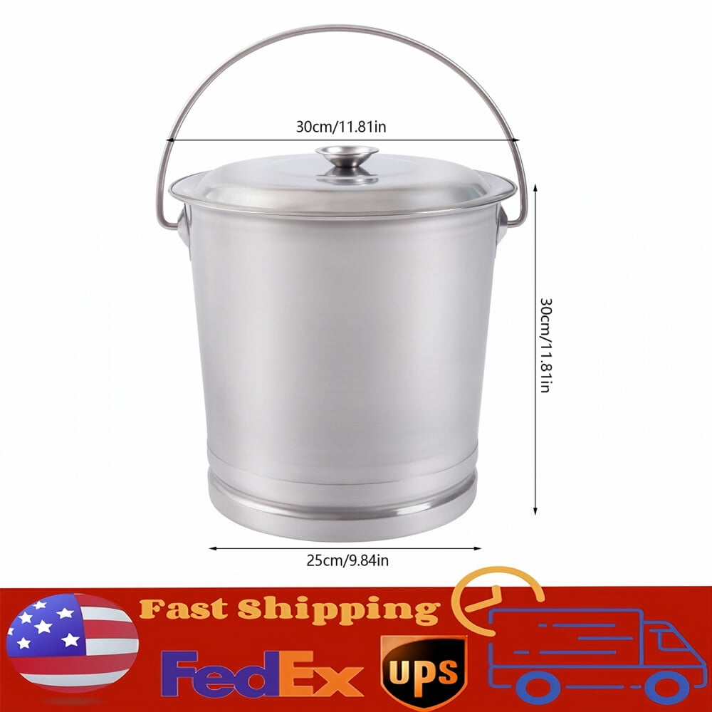 DENEST 14L Stainless Steel Milk Pail Bucket with Lid Milk Can Wine Pail ...