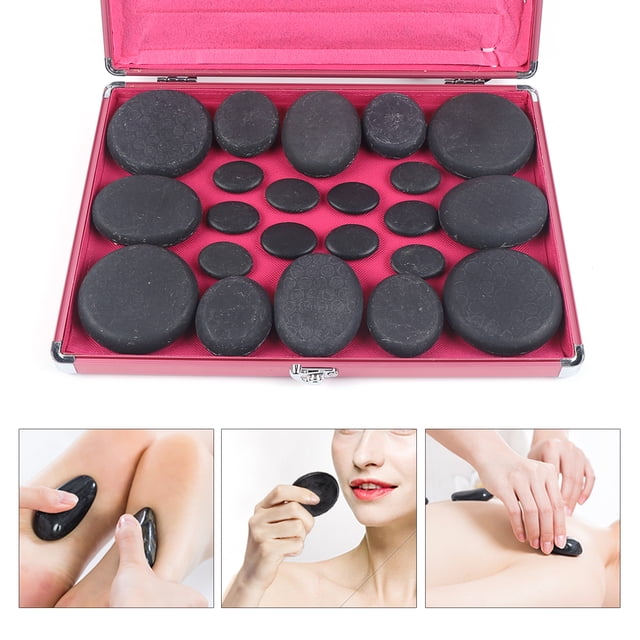 DENEST 20 Pcs Basalt Hot Stones Set Hot Rocks Massage Stones Kit with ...