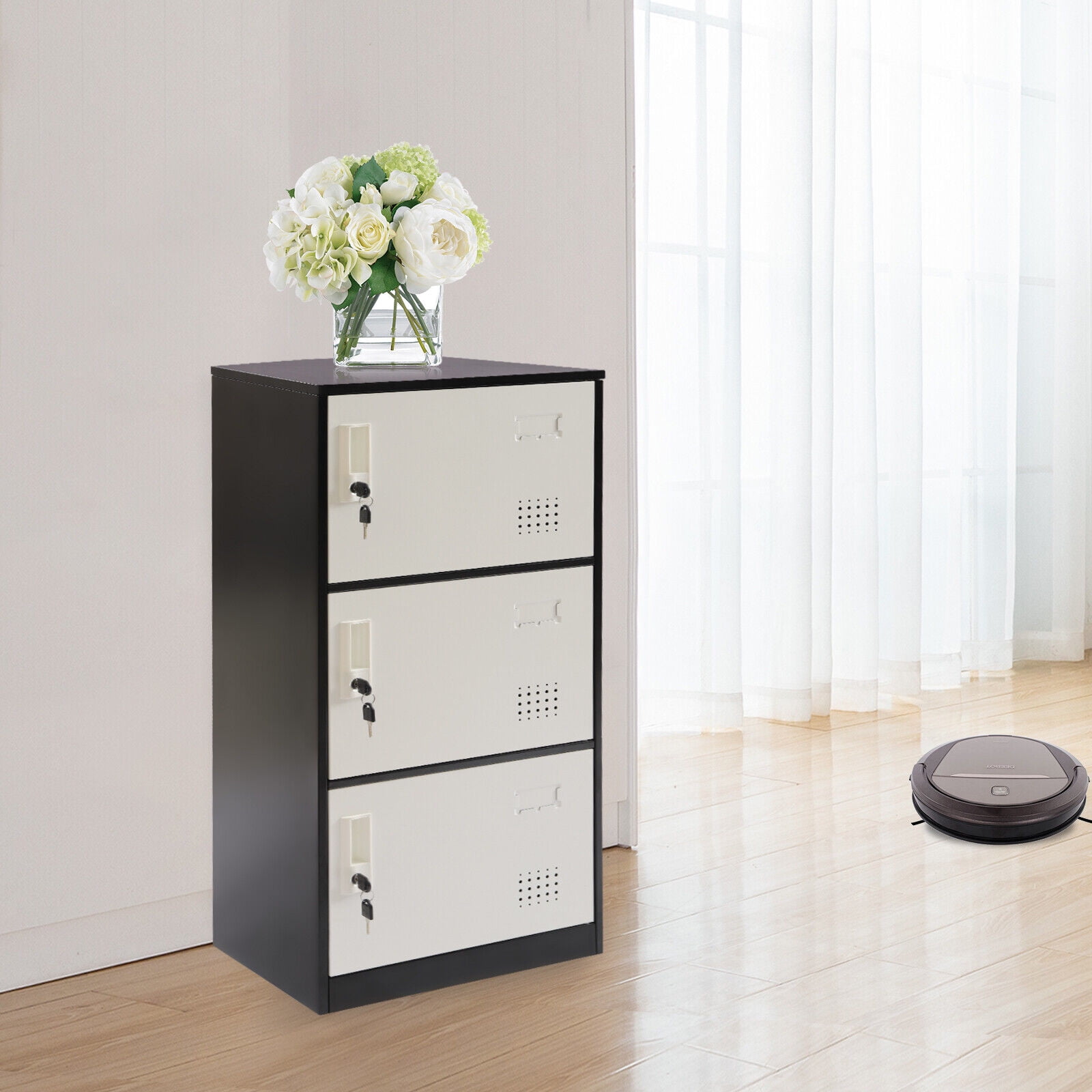 DENEST 3 Compartment Steel Locker 3 Door Metal Clothing Locker With ...