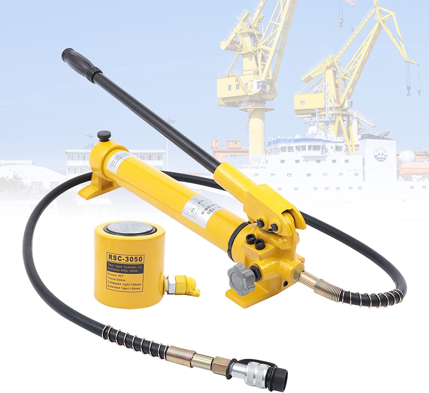 DENEST 30T Ultra-Thin Hydraulic Jack + CP-700 Pump + Hand Pump Stoke ...