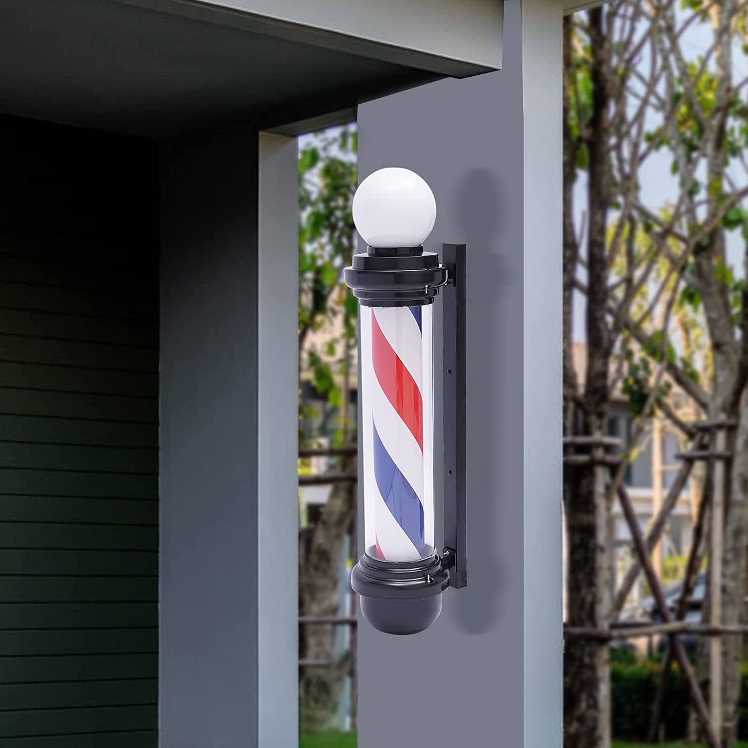 DENEST 32 inch Barber Pole Red White Blue Stripes with LED Light 32 * 7 ...