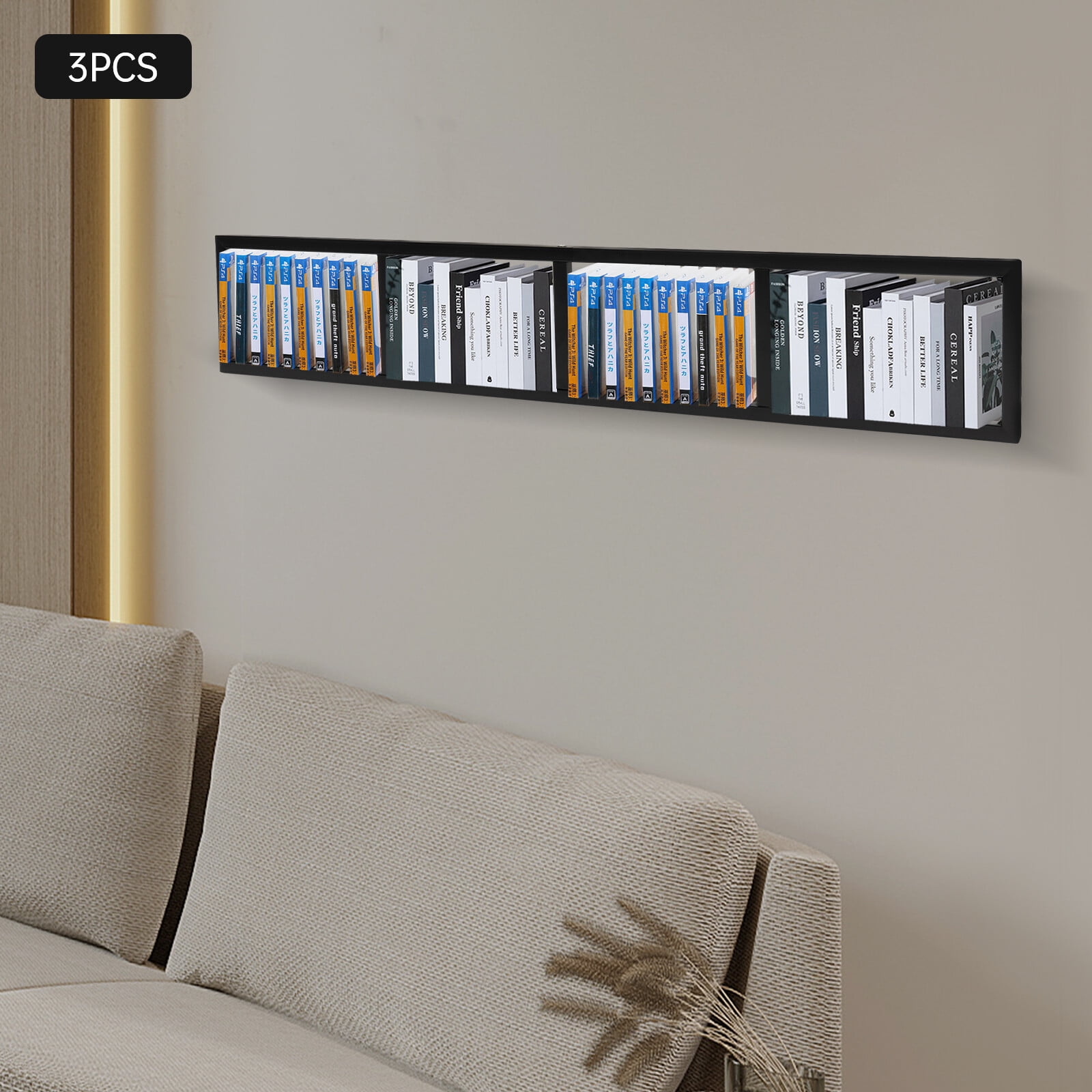 DENEST 3x Floating Shelf Wall Mount CD DVD Rack Media Storage Organizer ...