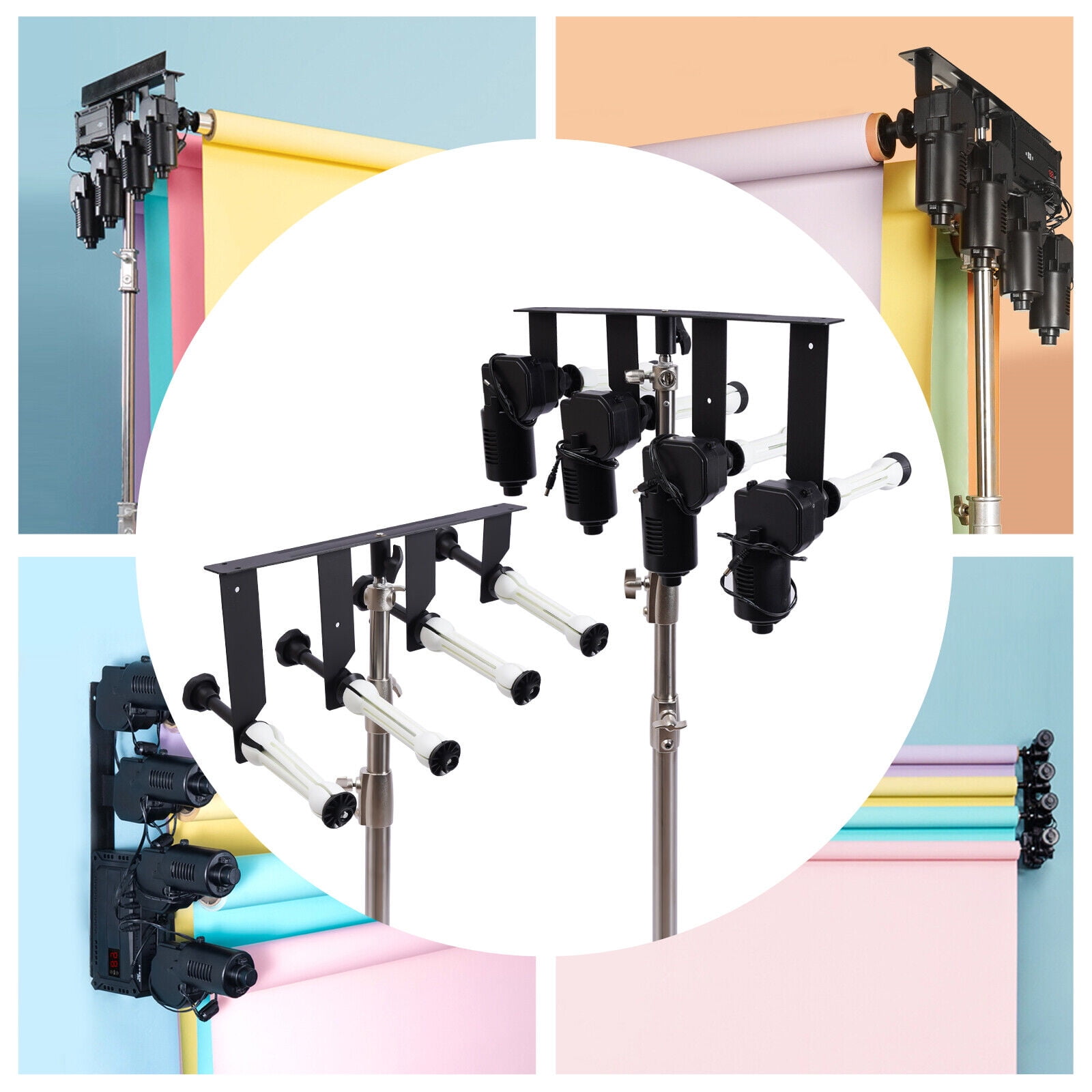 DENEST 4-Roller Wall Mounting Manual Background Holder Backdrop Support ...
