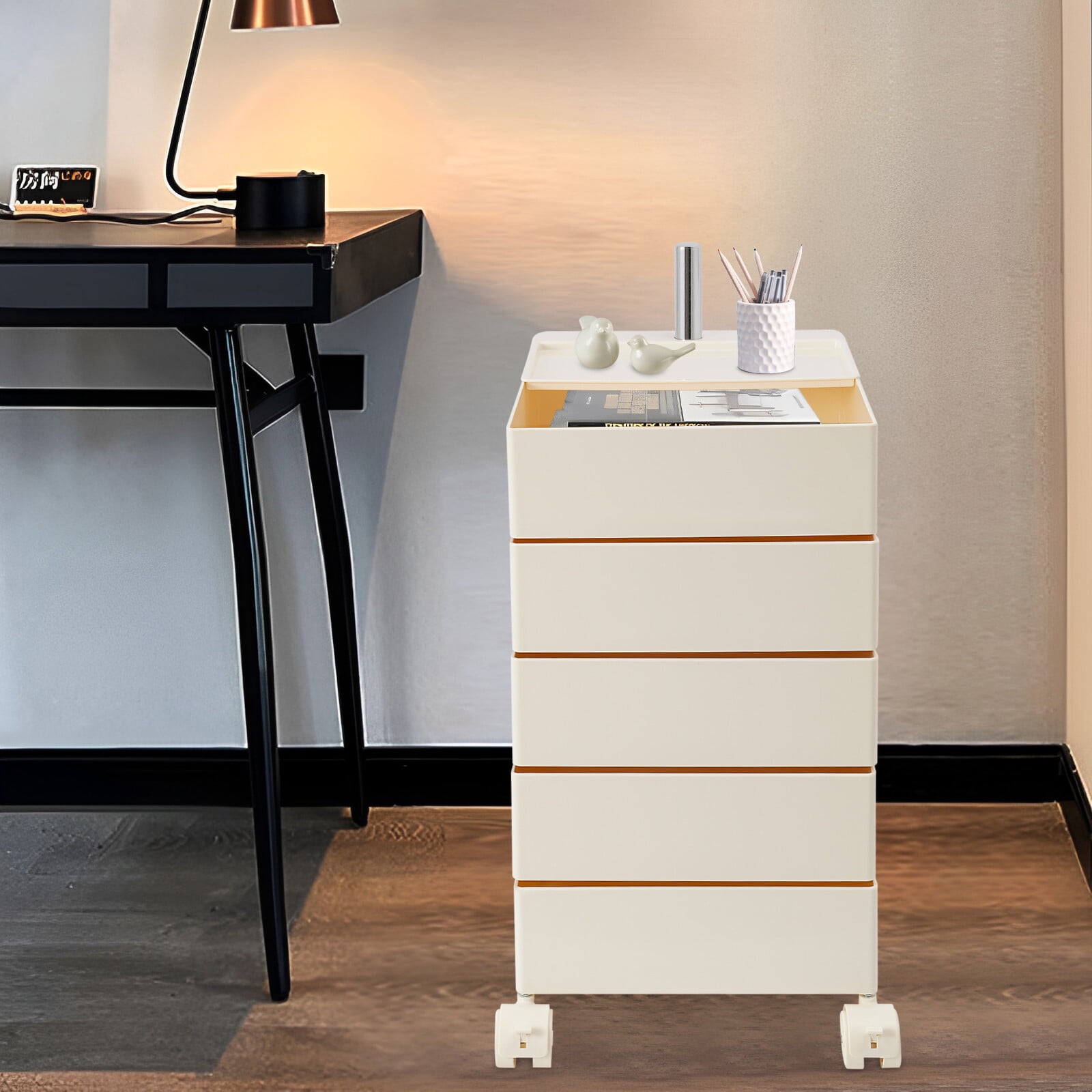 DENEST 5-Tier 360° Rotating Storage Cabinet with Locking Wheels ...