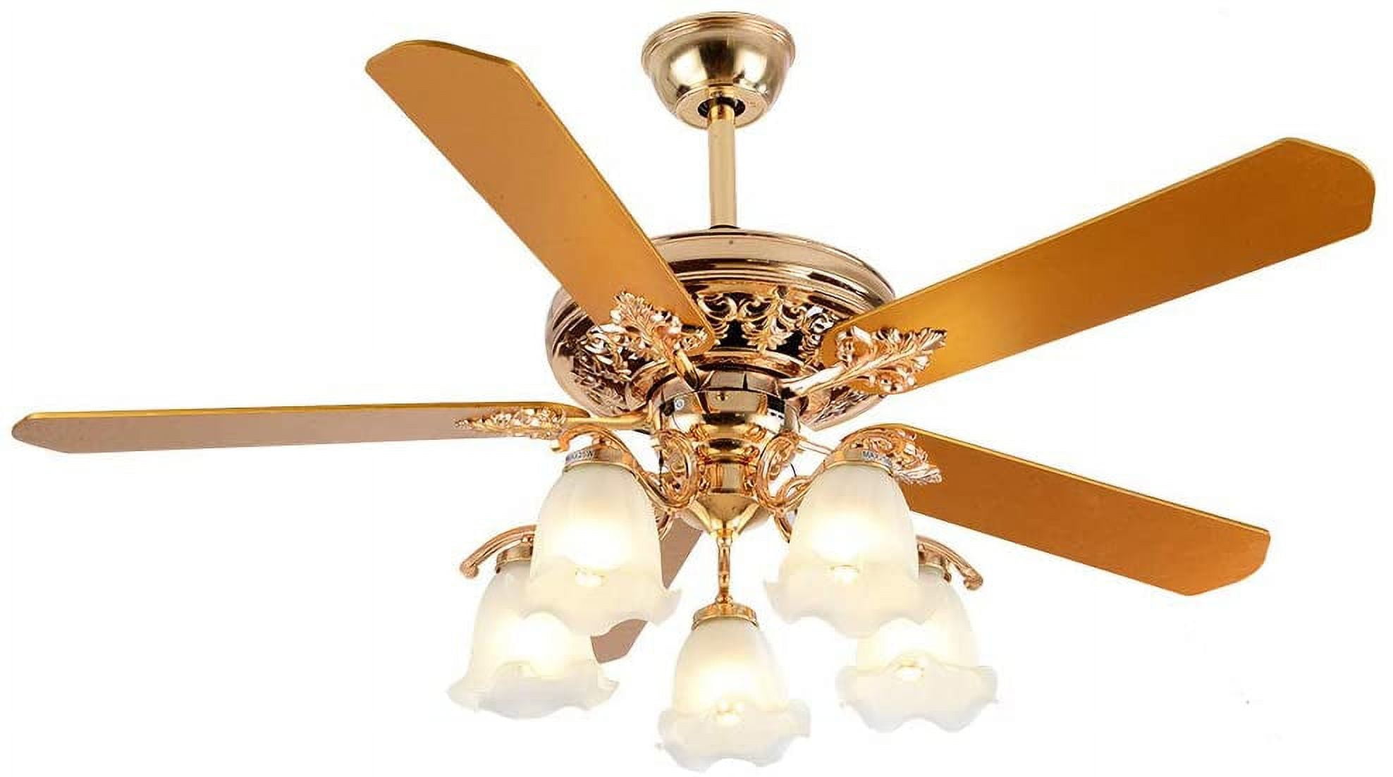 DENEST 52 Inch Gold Ceiling Fan with LED Light and Remote Control ...