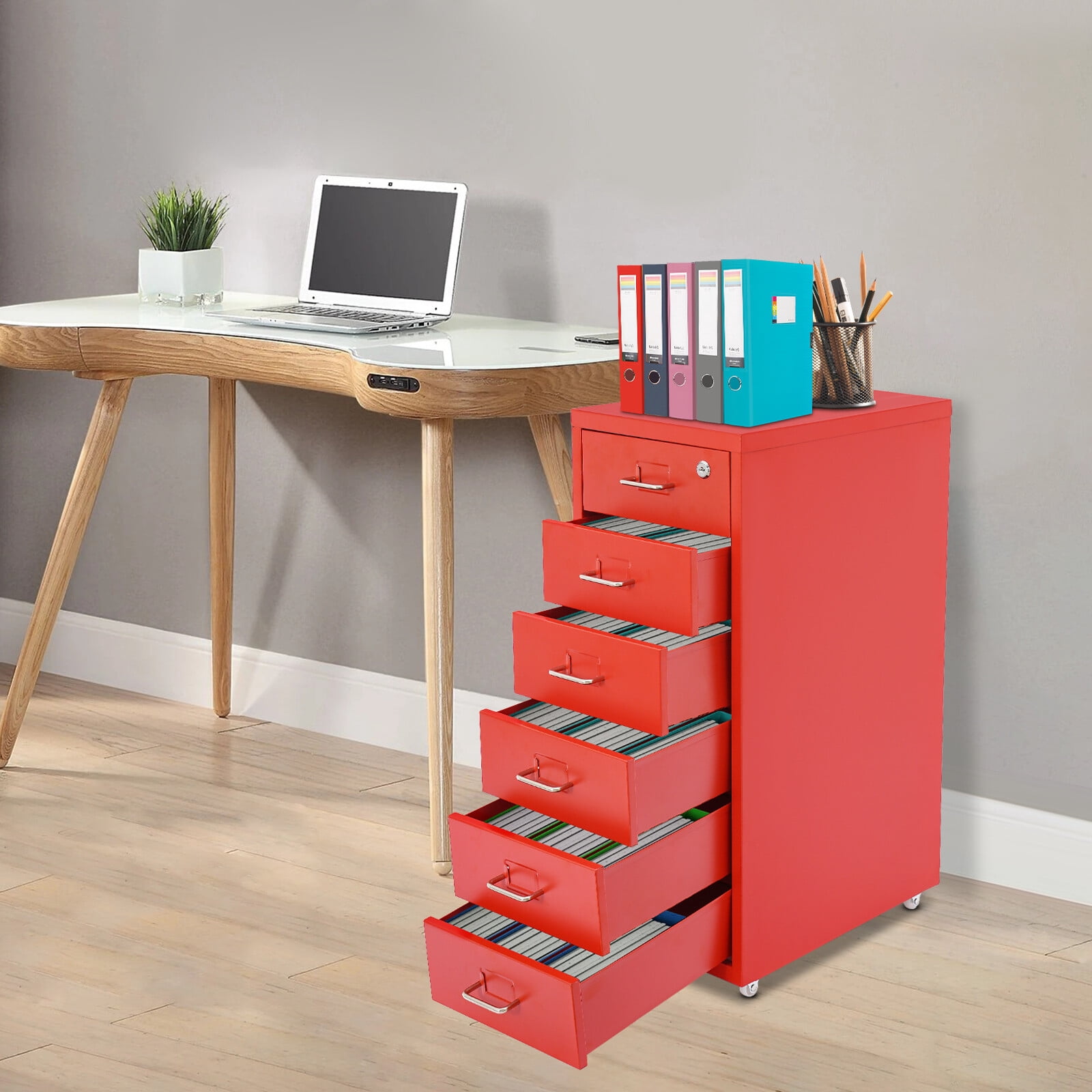 DENEST 6 Drawer File Cabinet with Lock Metal Vertical Filing Cabinet ...
