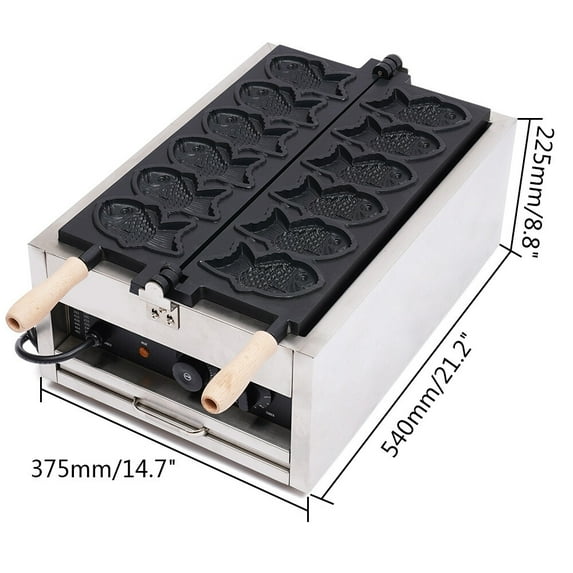 DENEST 6-slot Taiyaki Fish Waffle Maker, Commercial Electric Cake ...