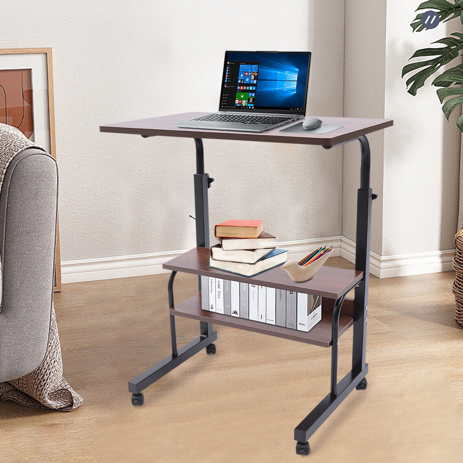 DENEST 67-90cm Adjustable Side Table Notebook Laptop Desk with Wheels ...
