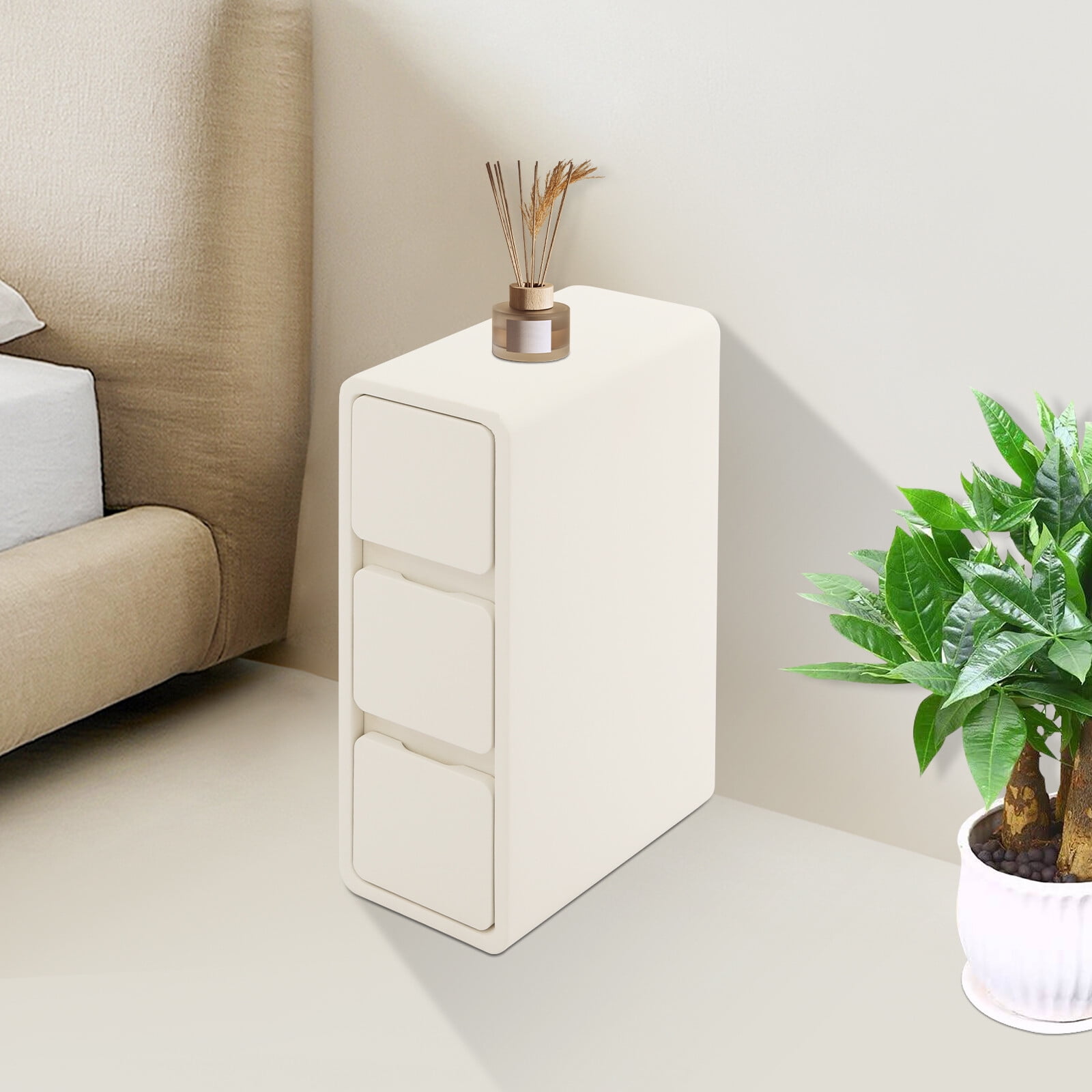 DENEST Bedside Table With Drawers, Small Narrow Nightstand, For ...