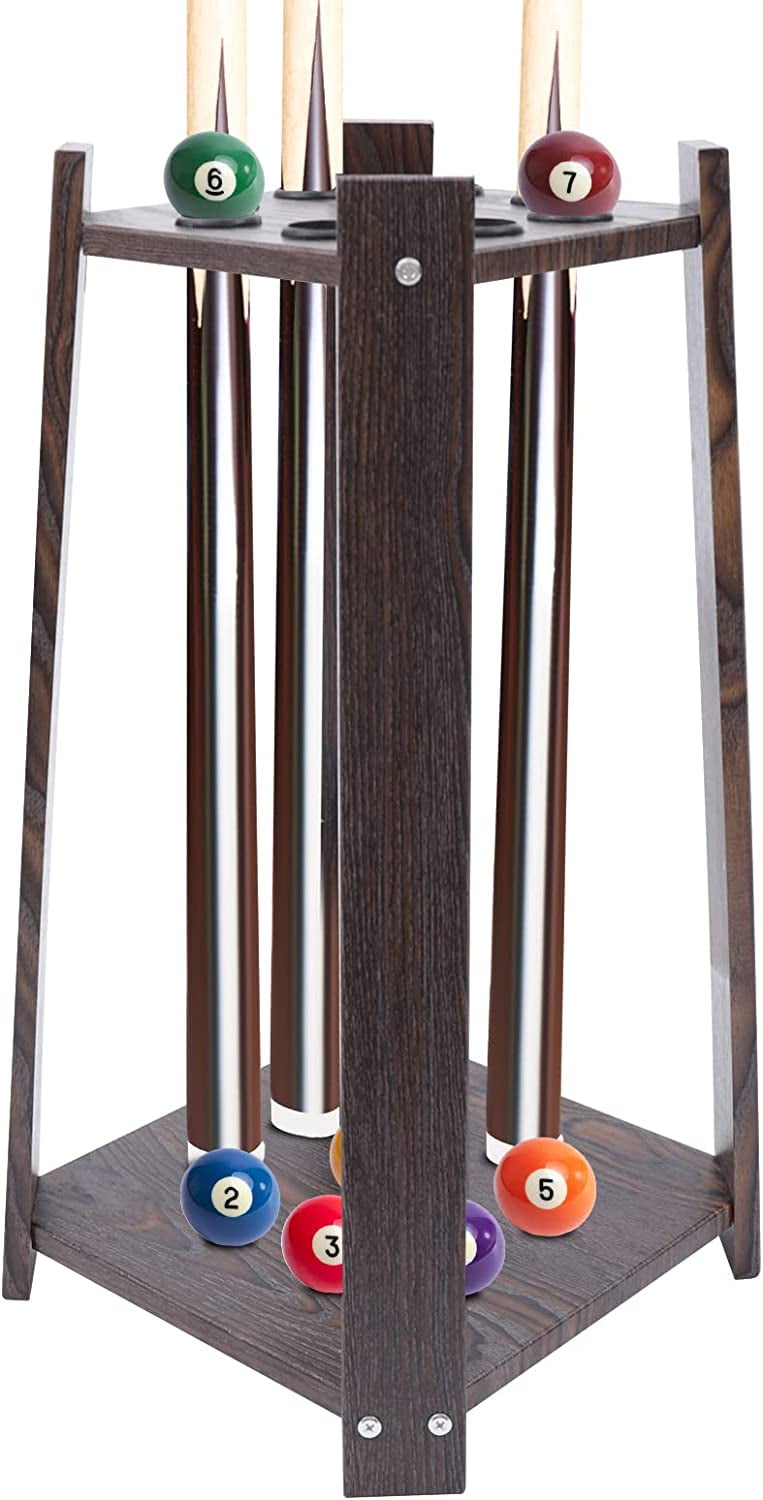 DENEST Billiards Pool Stick Rack - Cue Rack Only - Wood Floor Stand ...