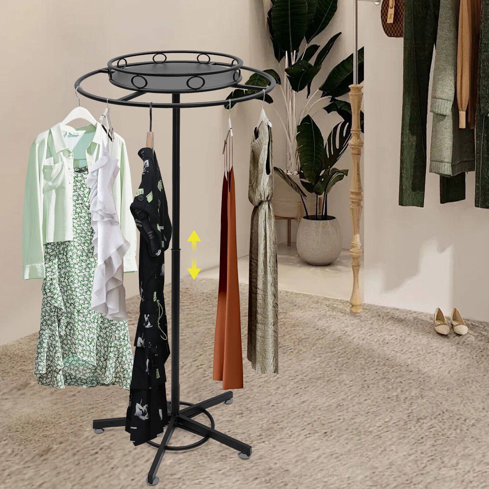 DENEST Black FloorStanding Round Garment Rack Adjustable Clothing Floor ...