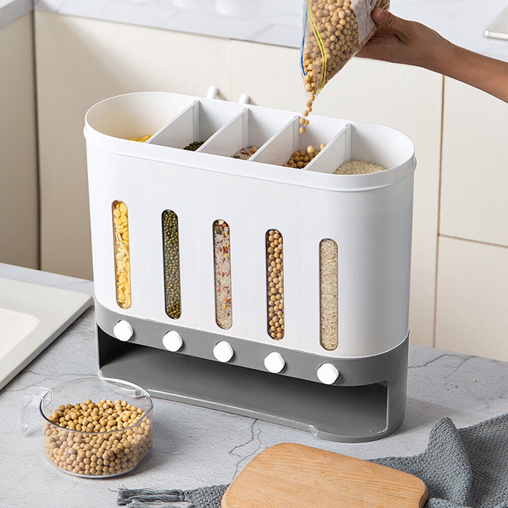 DENEST Cereal Dispenser Rice Grain Dry Food Container Storage Wall ...