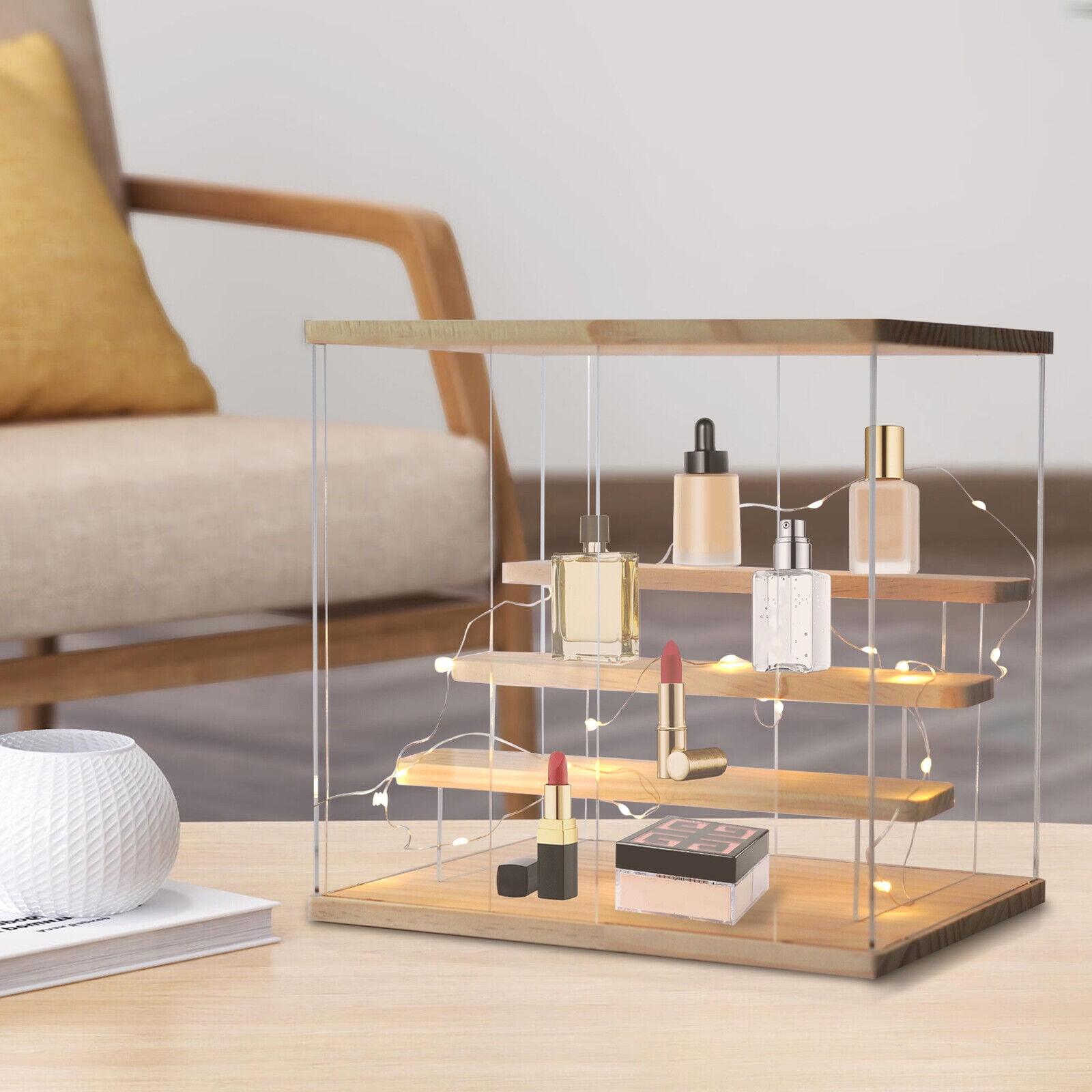 DENEST Clear Acrylic Cabinet Dust-free Multi-layer Ladder Display Shelf ...