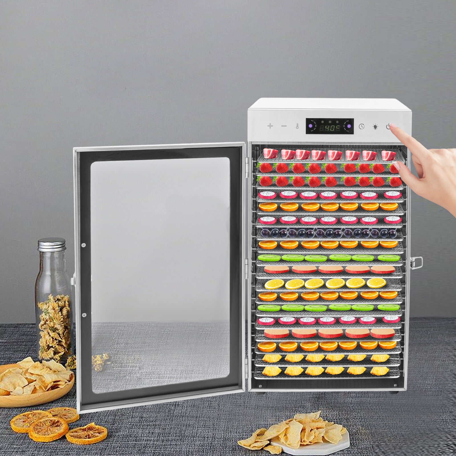 DENEST Commercial Dehydrator 18 Stainless Steel Trays Fruit Vegetable ...