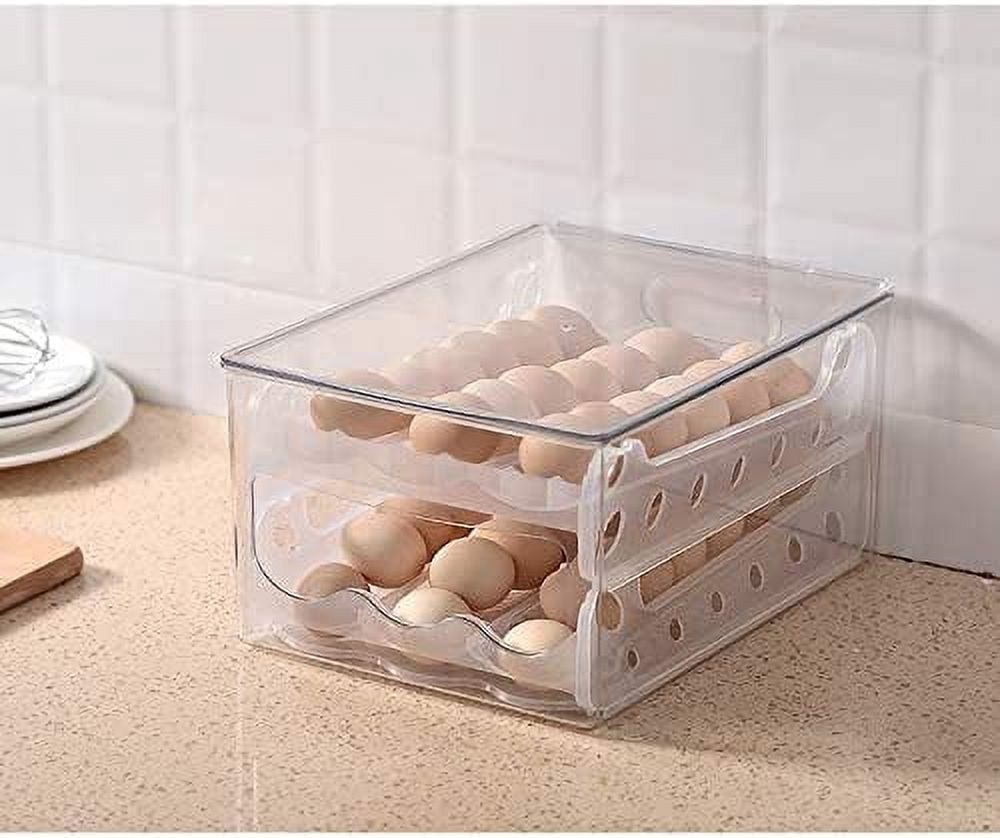 DENEST Egg Holder for Refrigerator, Pull Out Egg Refrigerator Drawer ...