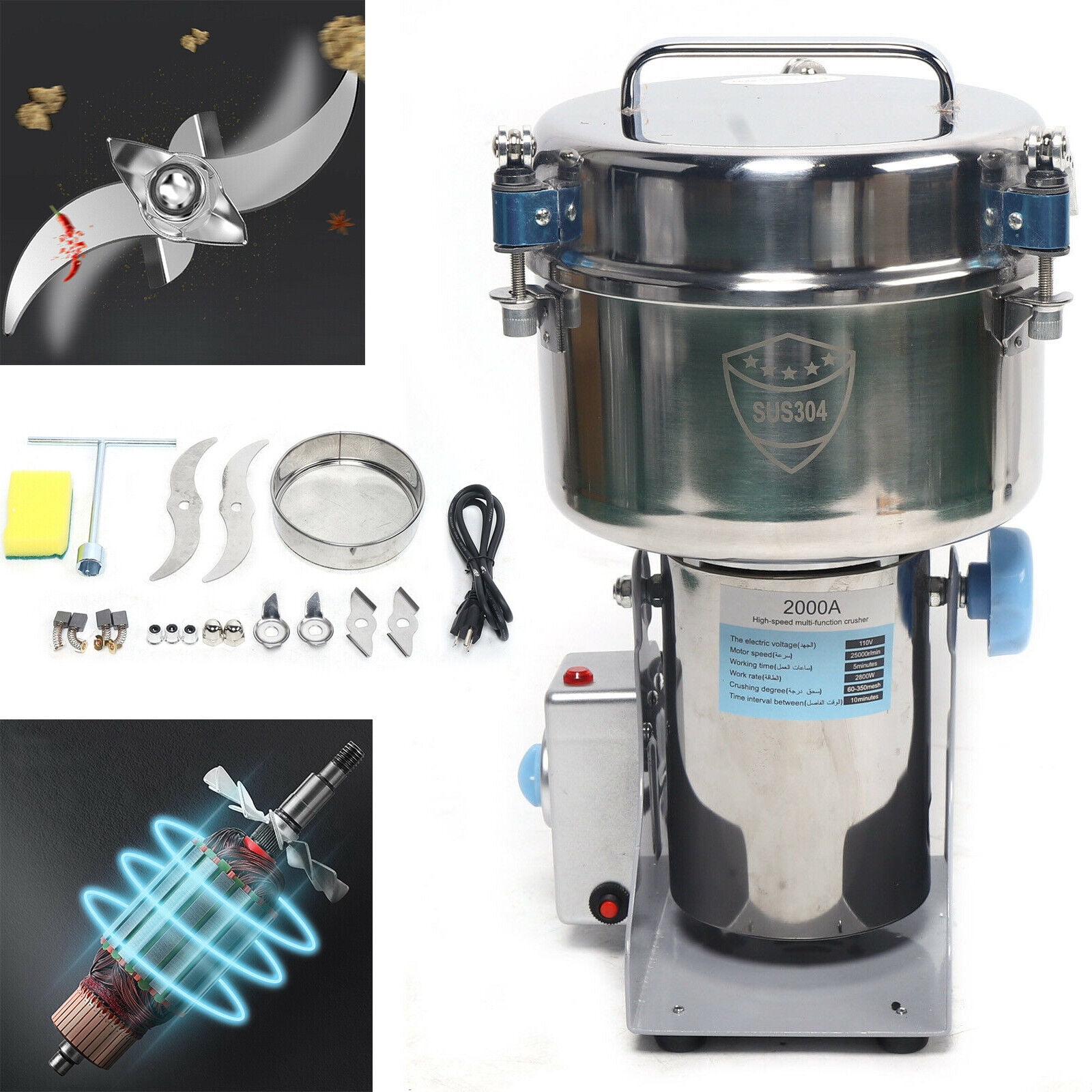 DENEST Electric Dry Food Grinder Machine Grains Spices Herbs Mill ...