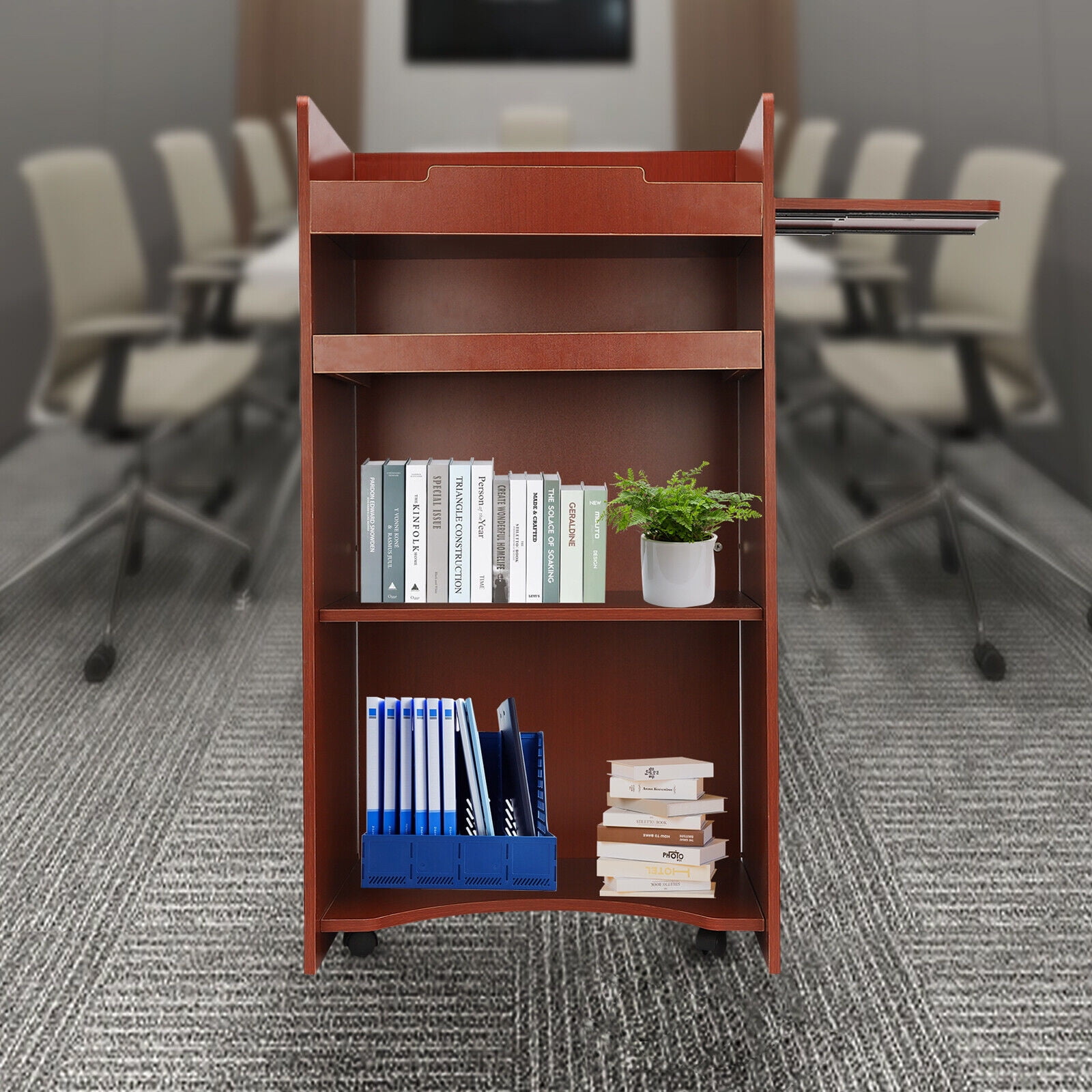 DENEST Elegant Lectern Stand Multifunctional Wood Lectern Speaker ...