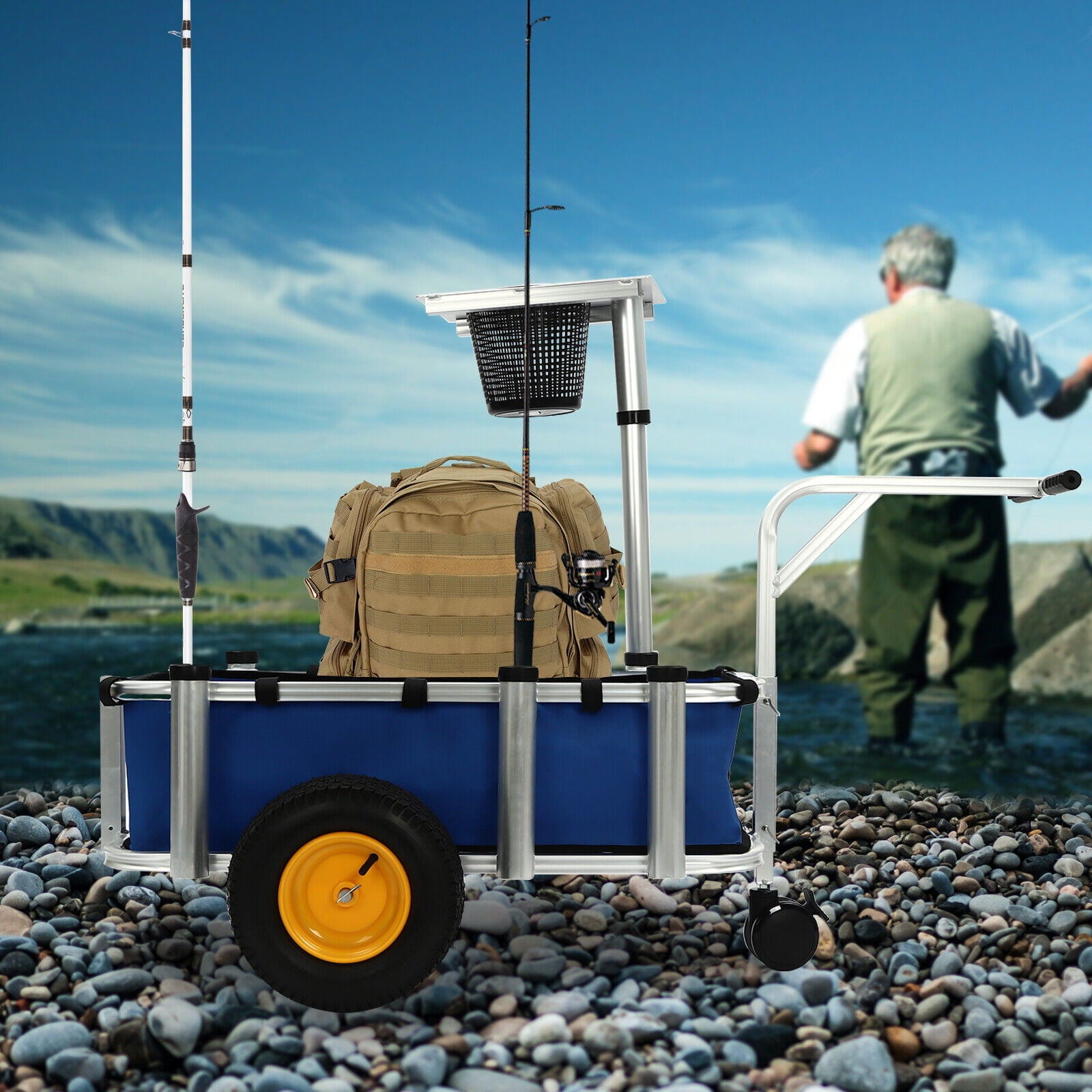 DENEST Fishing Beach Cart Beach Wagon for Sand – Outdoor Fishing ...