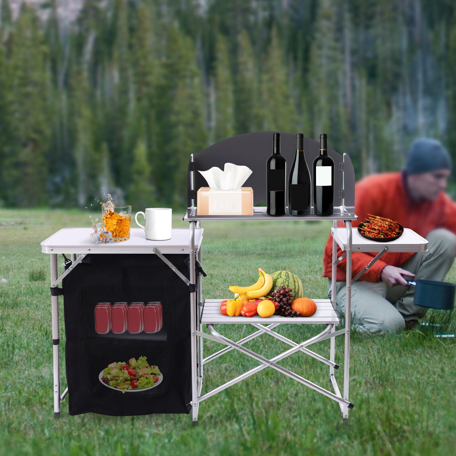 Denest Folding Camping Kitchen Table, Outdoor Cooking Table with ...