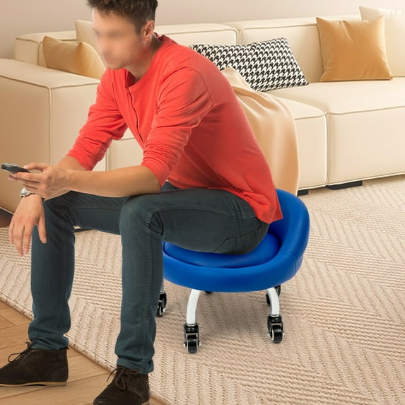 DENEST Footrest Stool Low Height Footstool W/Backrest Wheels Foot Rest ...