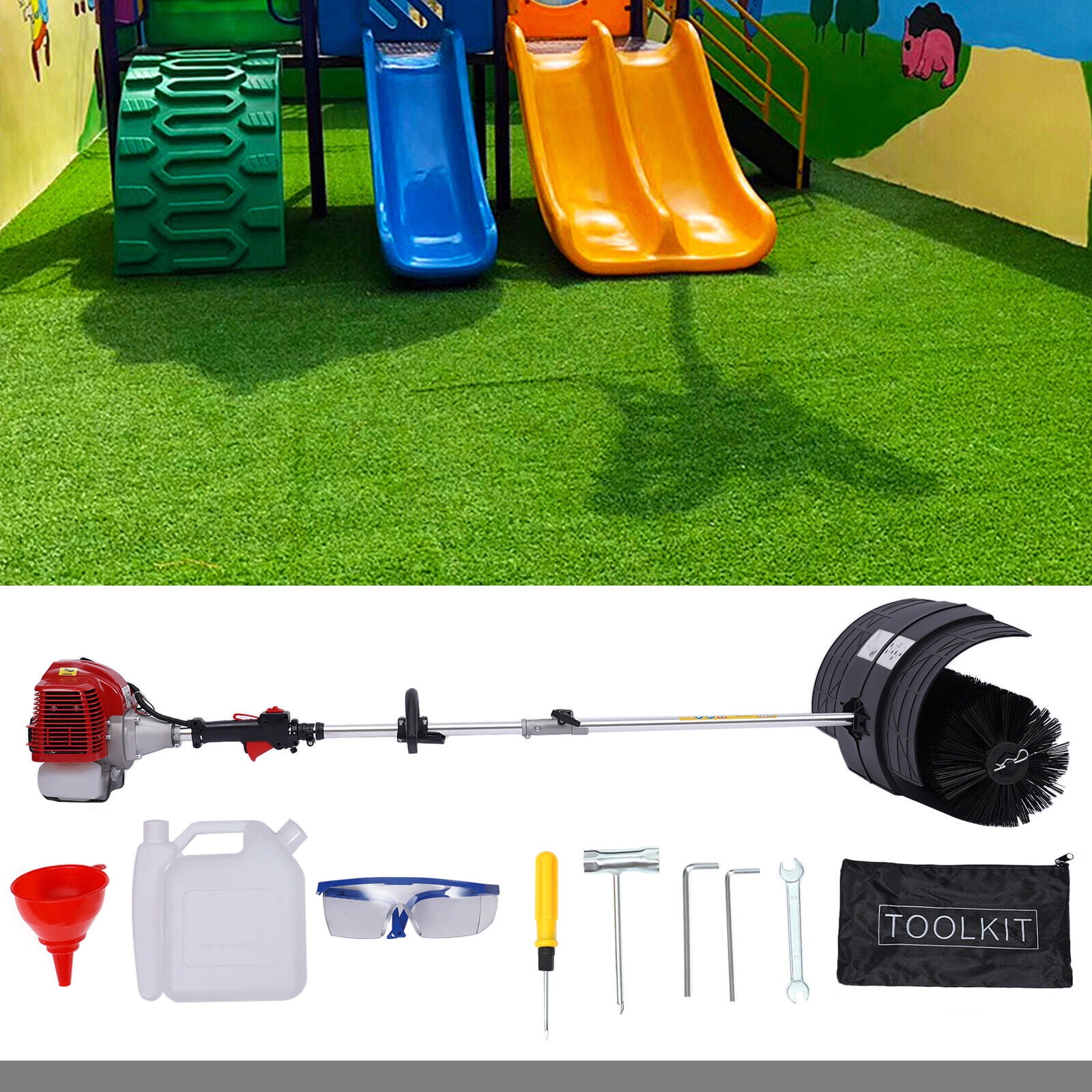 DENEST Handheld 52cc Gas Power Sweeper Broom Walkway Driveway Turf ...