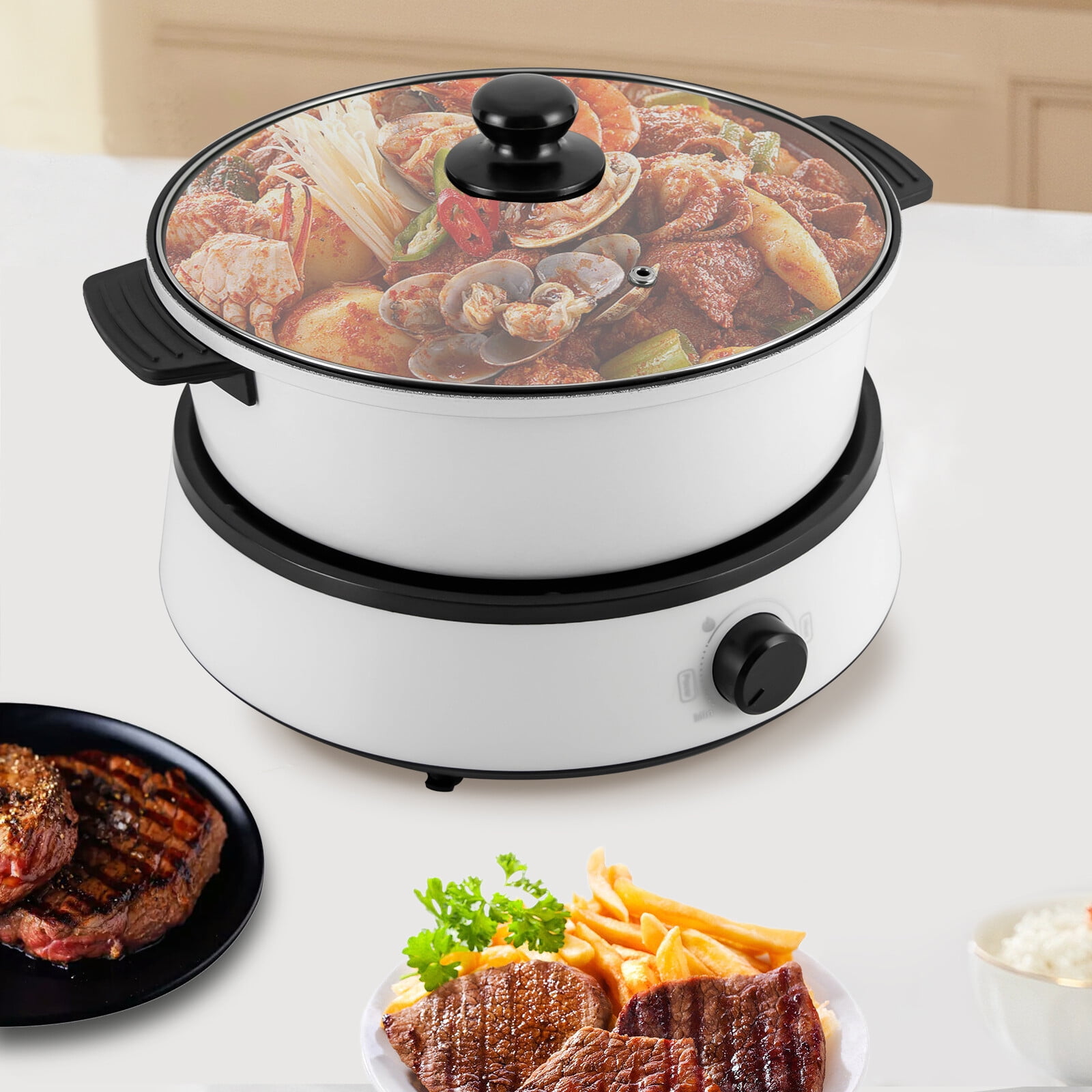 DENEST Hot Pot Multifunction Electric Skillet Non Stick Cooker Home ...