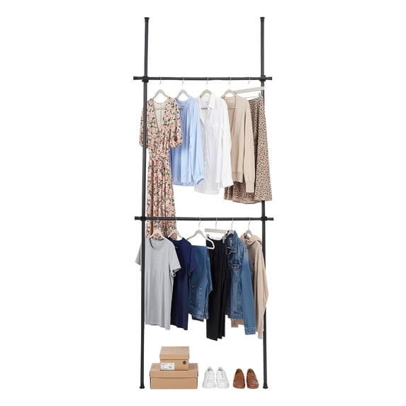 DENEST Industrial Pipe Clothing Rack 2 Tier Heavy Duty Adjustable ...