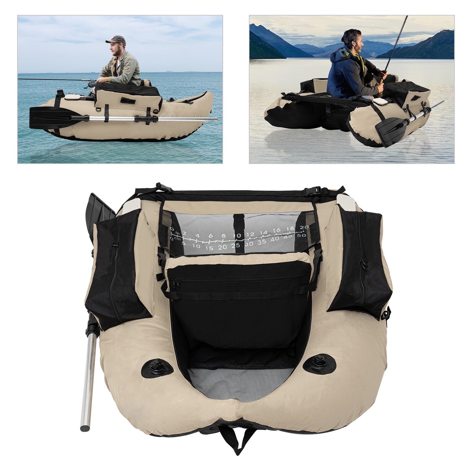 DENEST Inflatable Fishing Boat with Adjustable Backrest and Pump, 286.6 ...