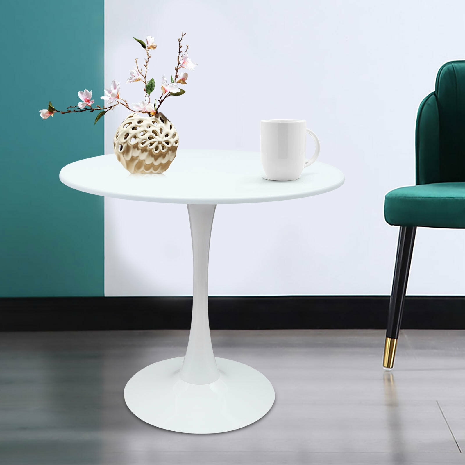 DENEST Small Coffee Circle Top Table: Modern Round End, MDF Side Table ...