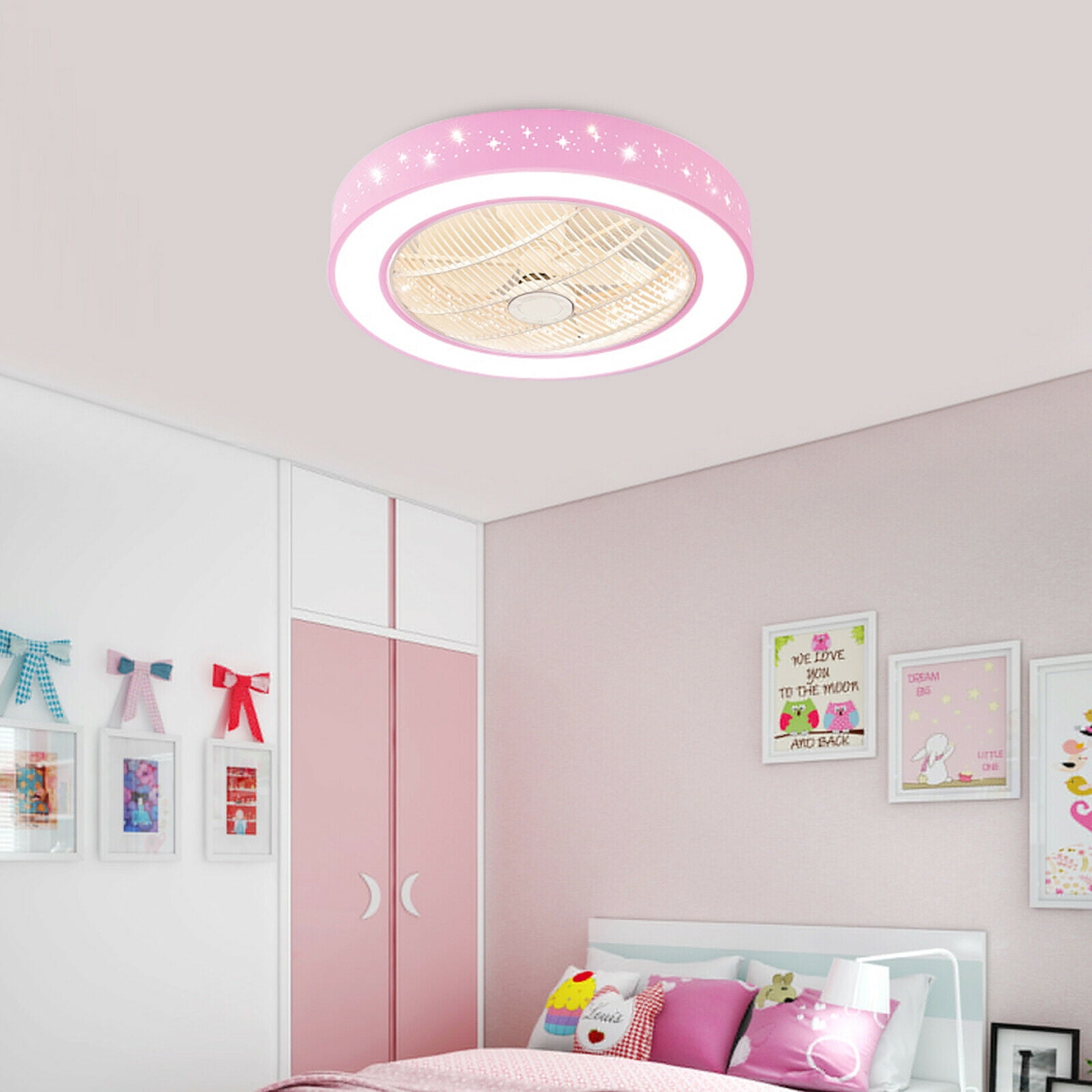 DENEST Modern Round Ceiling Fan, Pink - Walmart.com