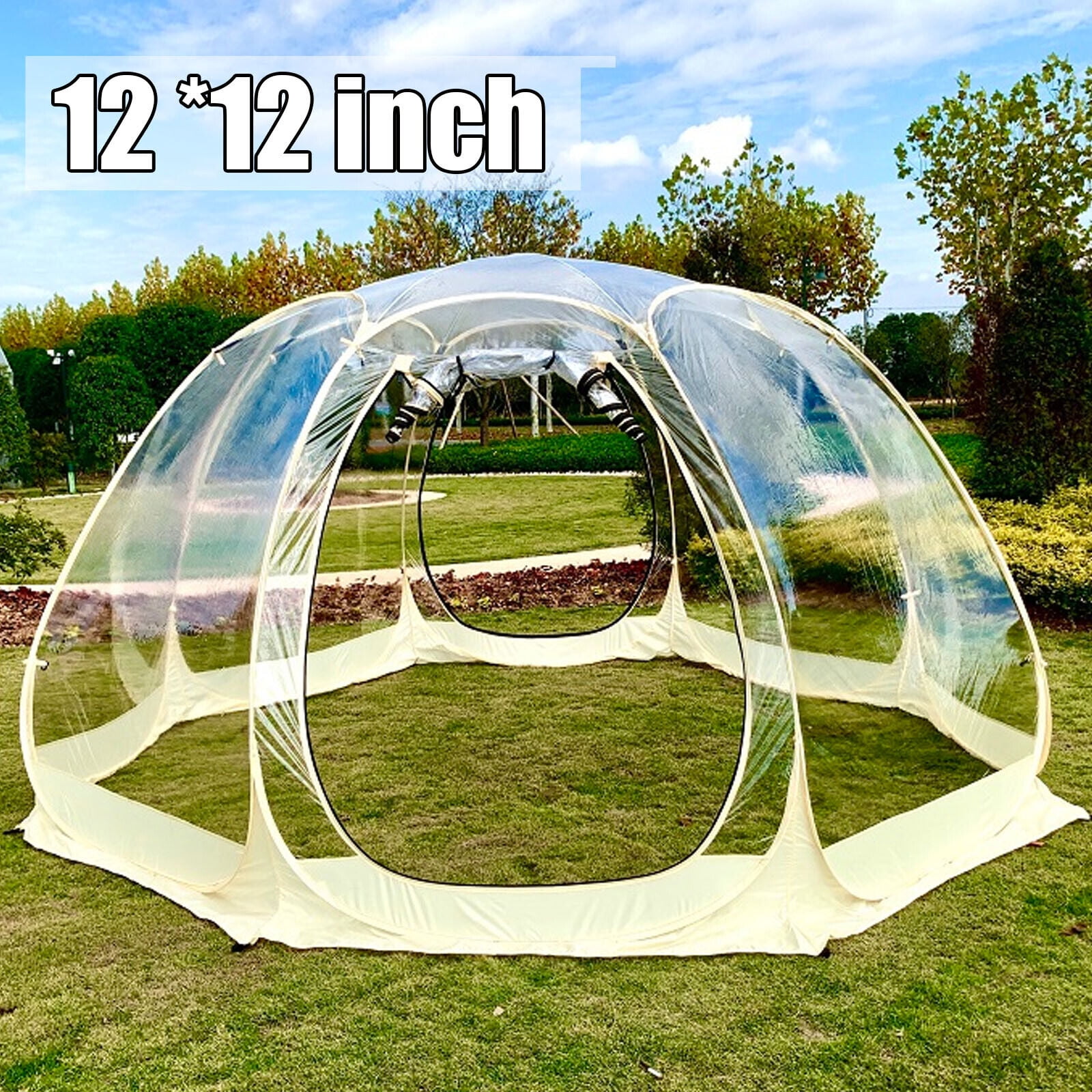 DENEST Pop-Up Bubble Tent, 6-10 Person, Clear Dome Tent, PVC, 12 x 12 ...