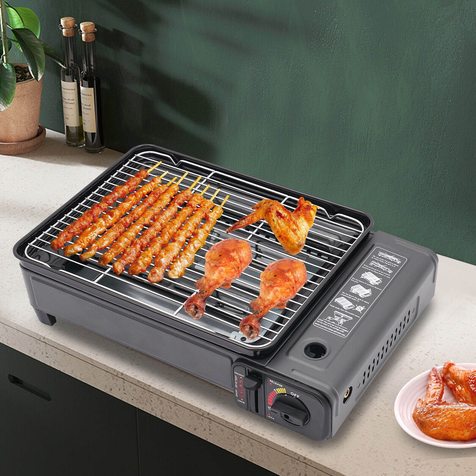 DENEST Portable Camping Grill Gas Stove, Butane Grill Stove, Portable ...