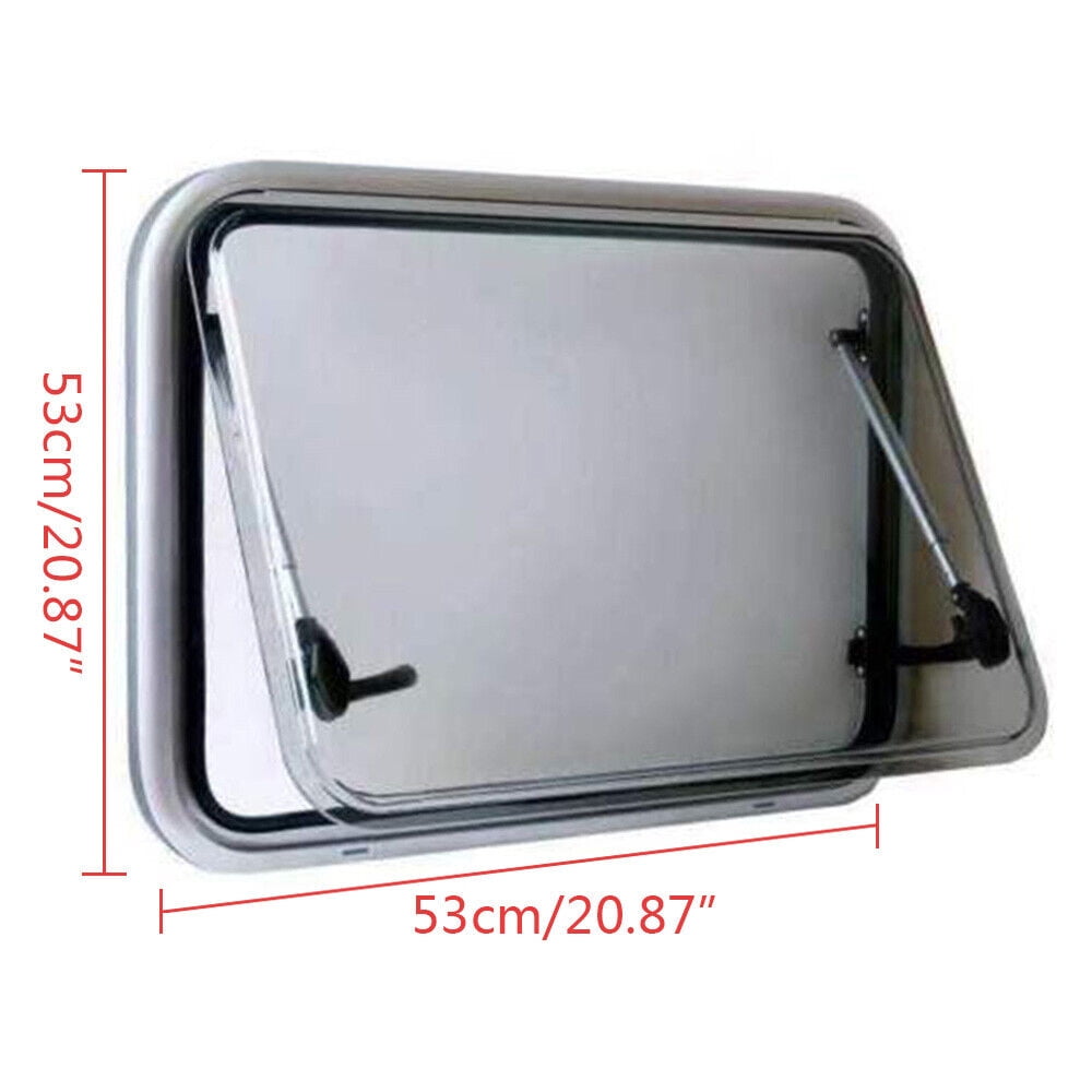 DENEST RV Caravan Camper Top Hinged Window Vent Hatch Push Out Vent with Screen, 530x530mm ...