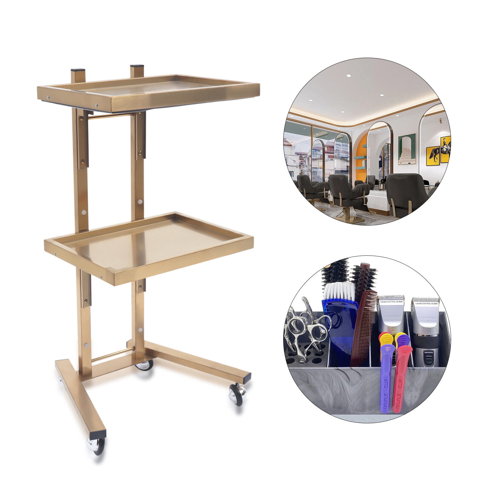 DENEST Rolling Beauty Trolley Hair Salon SPA Trolley W/ Storage Tray 4 ...