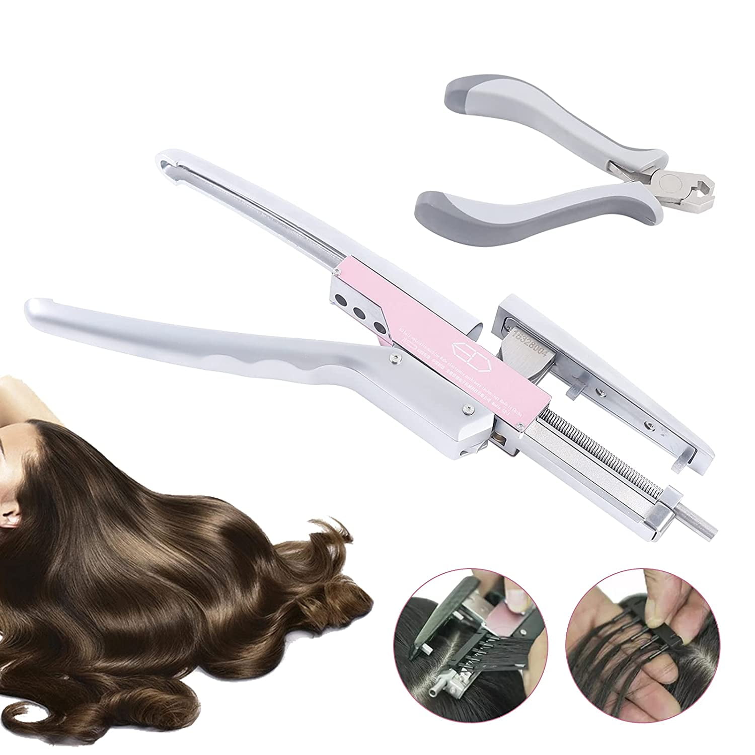 DENEST Seamless Hair Extension Machine No-Trace Hair Connector Tool Kit ...