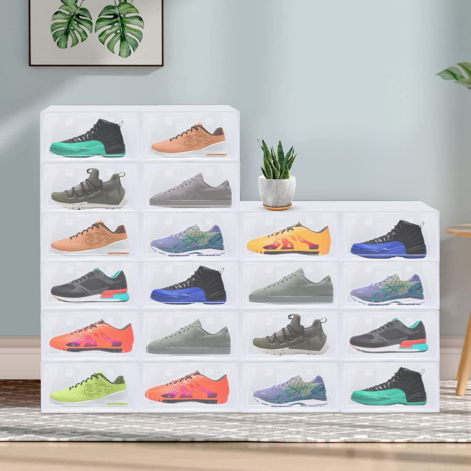 DENEST Stackable Sneaker Bins, Large Organizer, 20 Pack Transparent ...