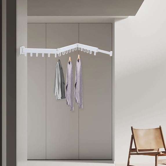 DENEST Wall Mounted Drying Rack with Tri-Folding Design, Telescopic ...