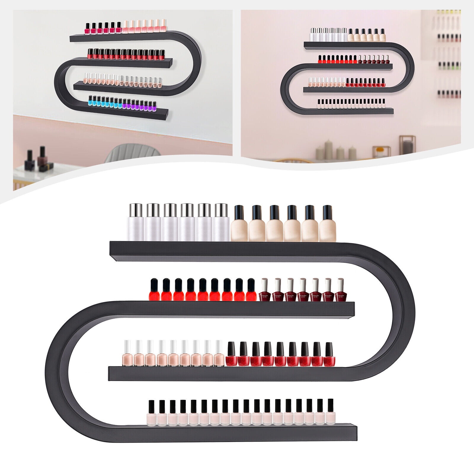 DENEST Wall Mounted Nail Polish Shelf Stand Display Rack Holder Varnish ...