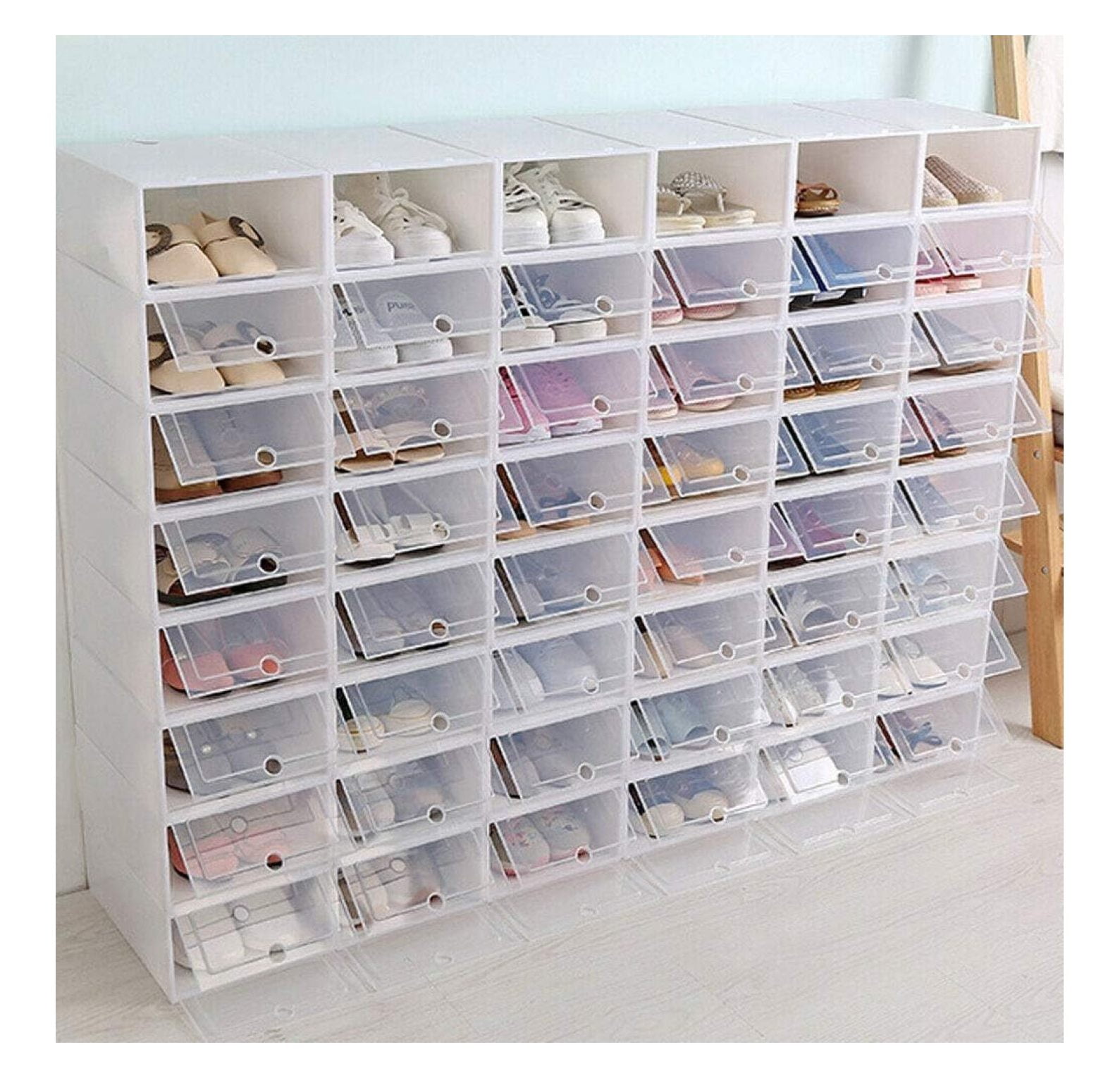 DENESTUS Shoe Box 20 Pack - Stackable Sneaker Organizer, Clear Plastic ...