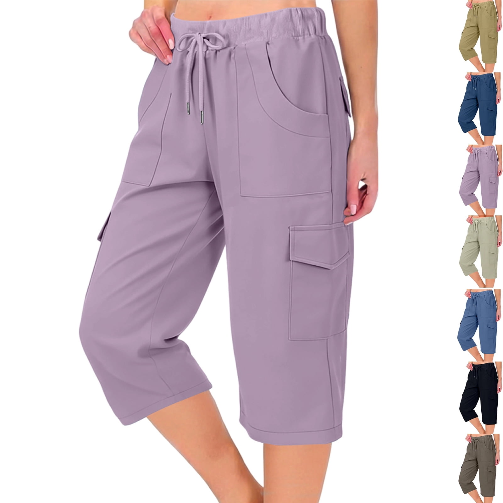 DENGDENG Capri Pants for Women Summer Quick Dry Cargo Capris with ...