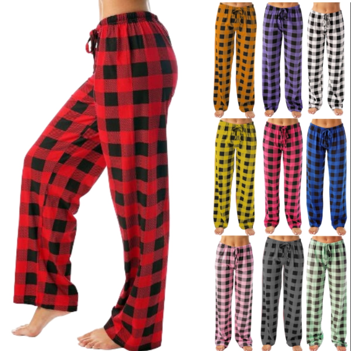 DENGDENG Christmas Pjs Women Plus Size Buffalo Plaid Lounge Pajama ...