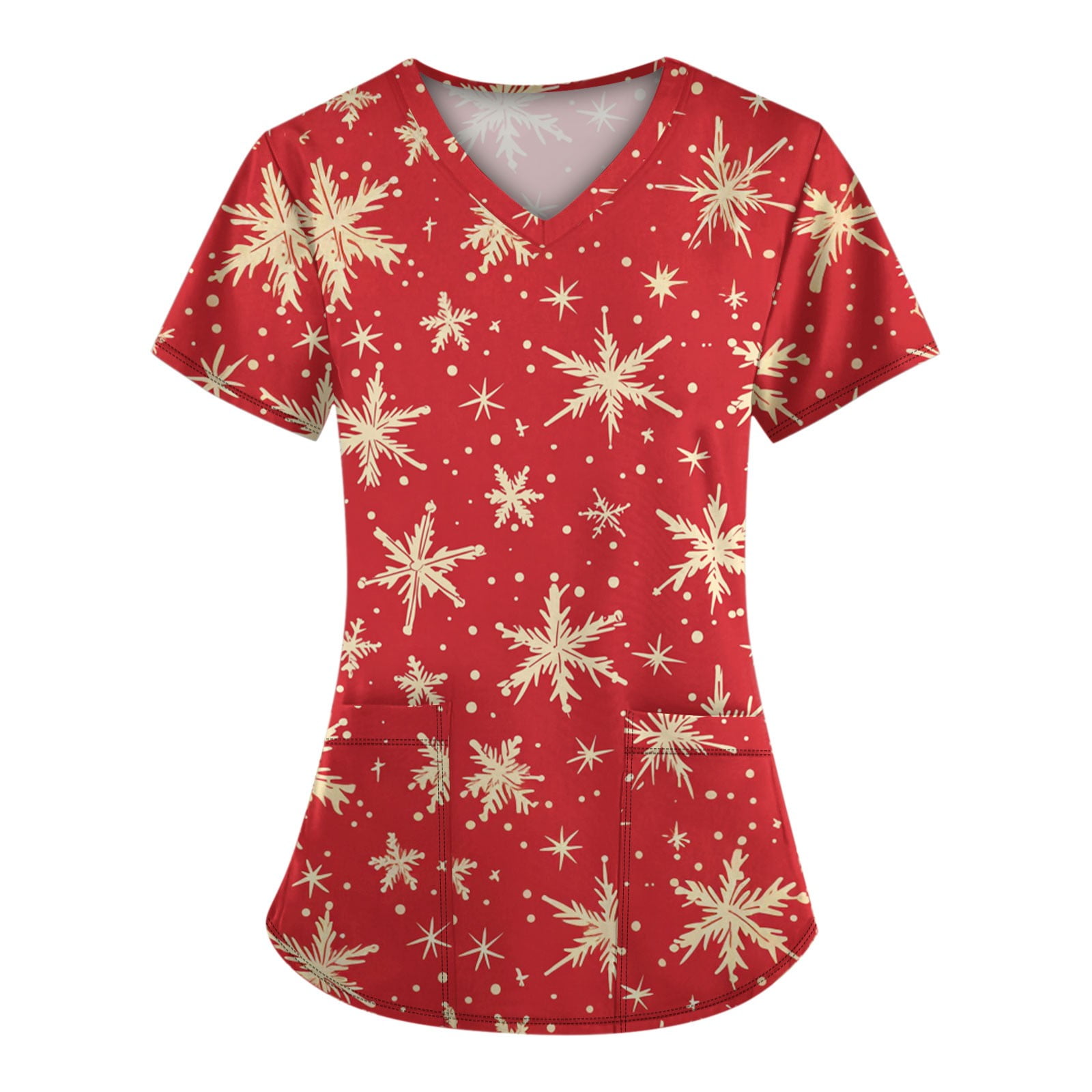 DENGDENG Christmas Scrubs for Women Tops Snowflake Nurse Nursing ...