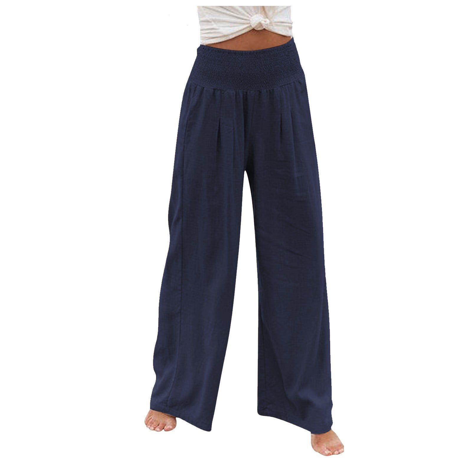 Dengdeng Cotton Wide Leg Pants For Women Fall Loose Fit Cotton Linen