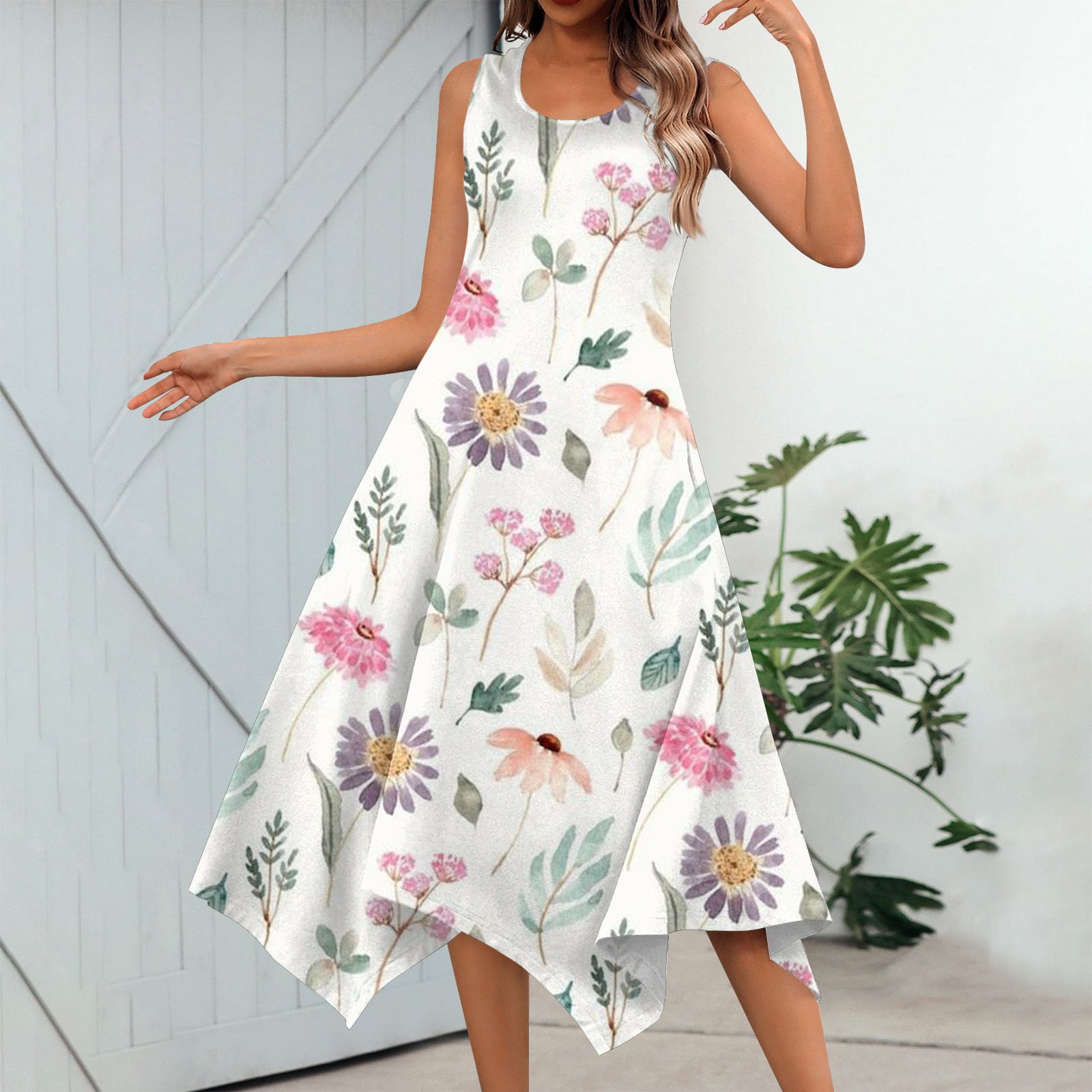 Dengdeng Dresses For Women 2024 Sexy Sleeveless Hankerchief Hem