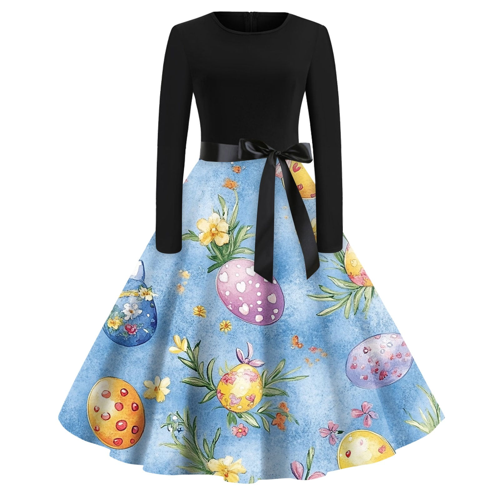 DENGDENG Easter 1950S Dresses for Women Bunny Rabbit Long Sleeve ...