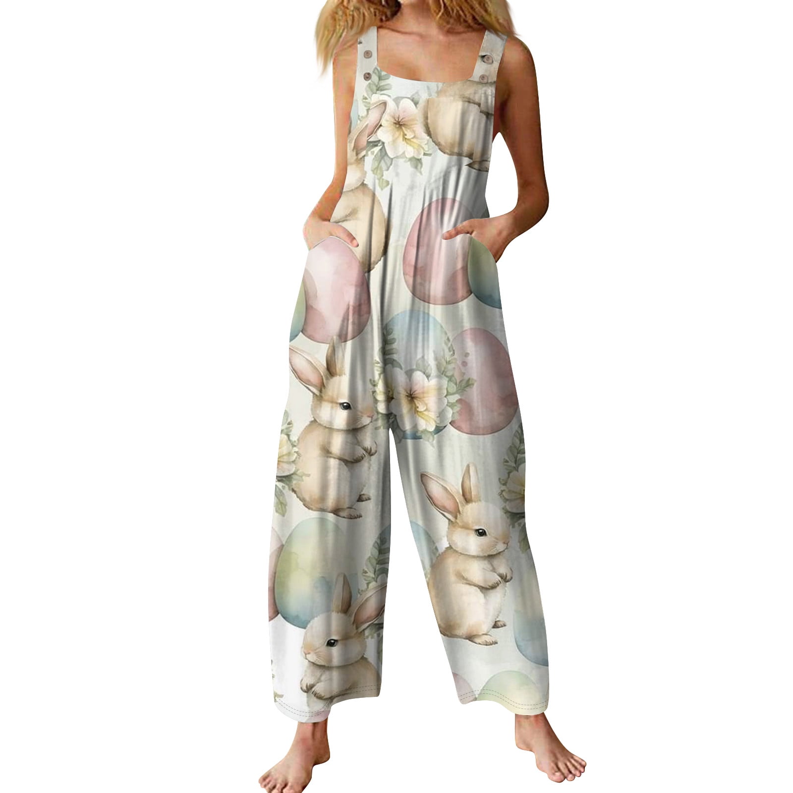 DENGDENG Easter Black Jumpsuit for Women With Sleeves Easter Sleeveless ...