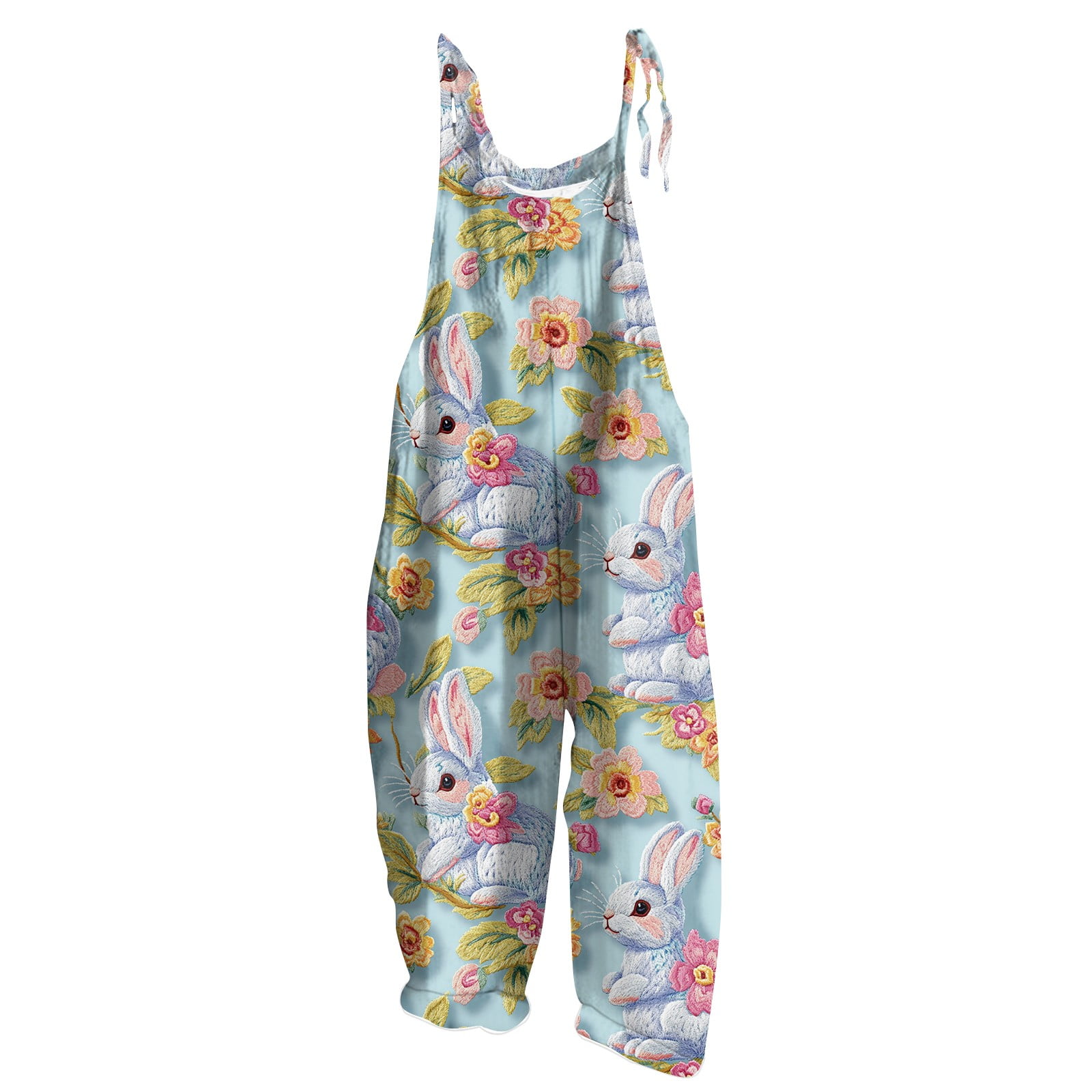 DENGDENG Easter Holiday Jumpsuit for Women 2024 Eggs Sleeveless Loose ...