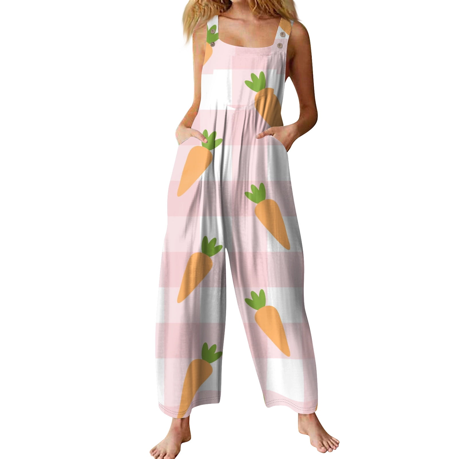 DENGDENG Easter Jumpsuit for Women Easter Sleeveless Plus Size ...