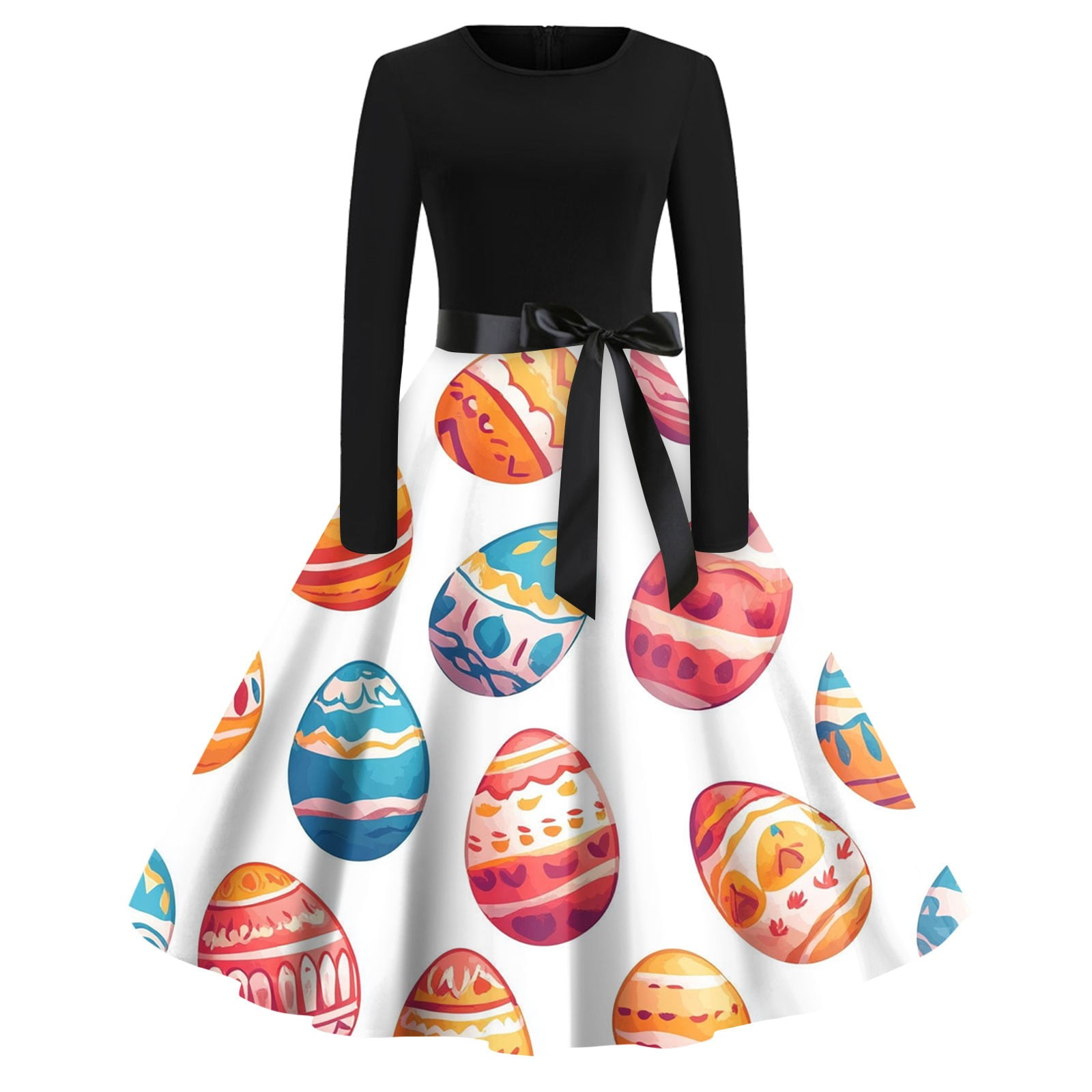 DENGDENG Easter Maxi Dresses for Women 2025 Rabbit Bunny Long Sleeve ...