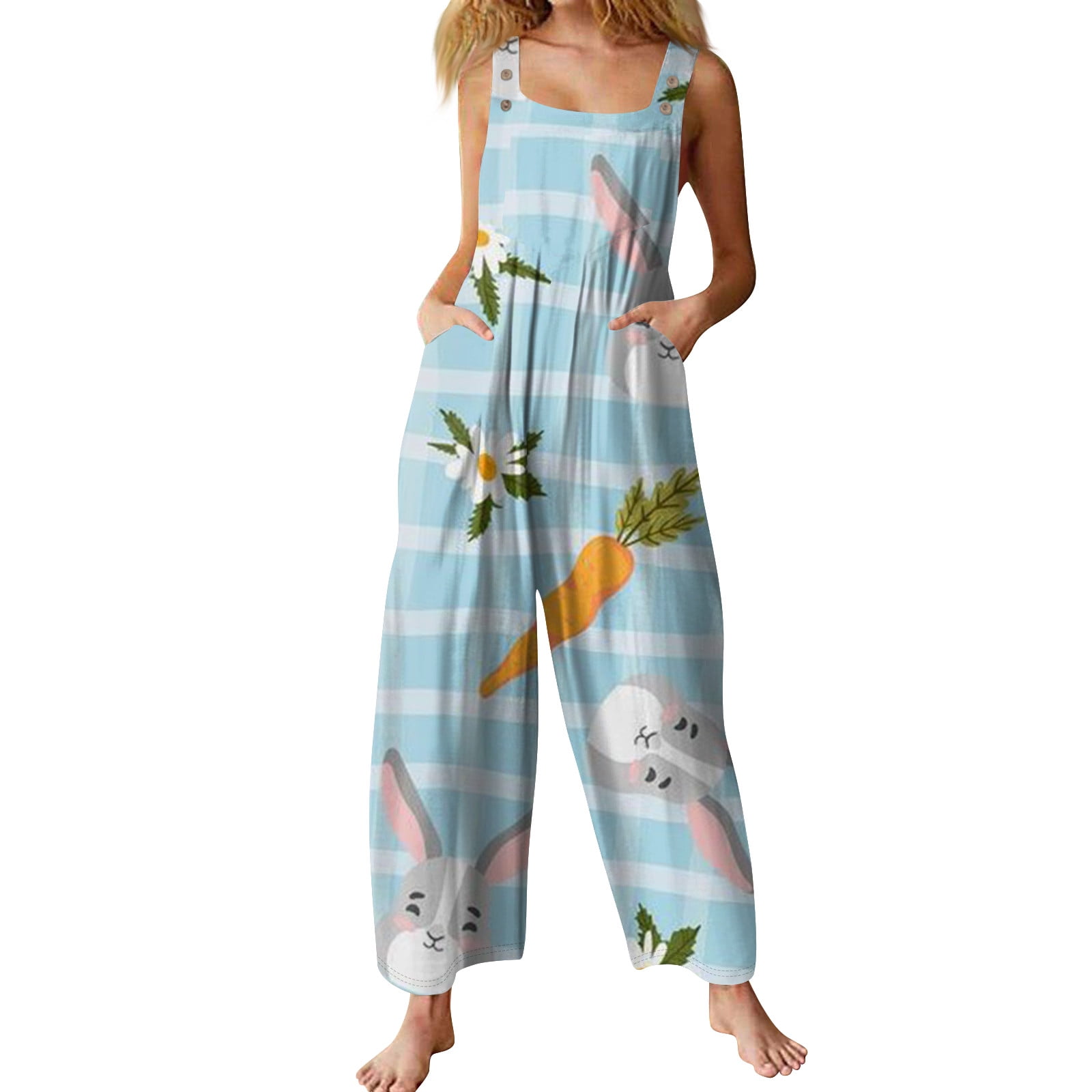 DENGDENG Easter Red Jumpsuits for Women Dressy Rabbit Sleeveless Casual ...